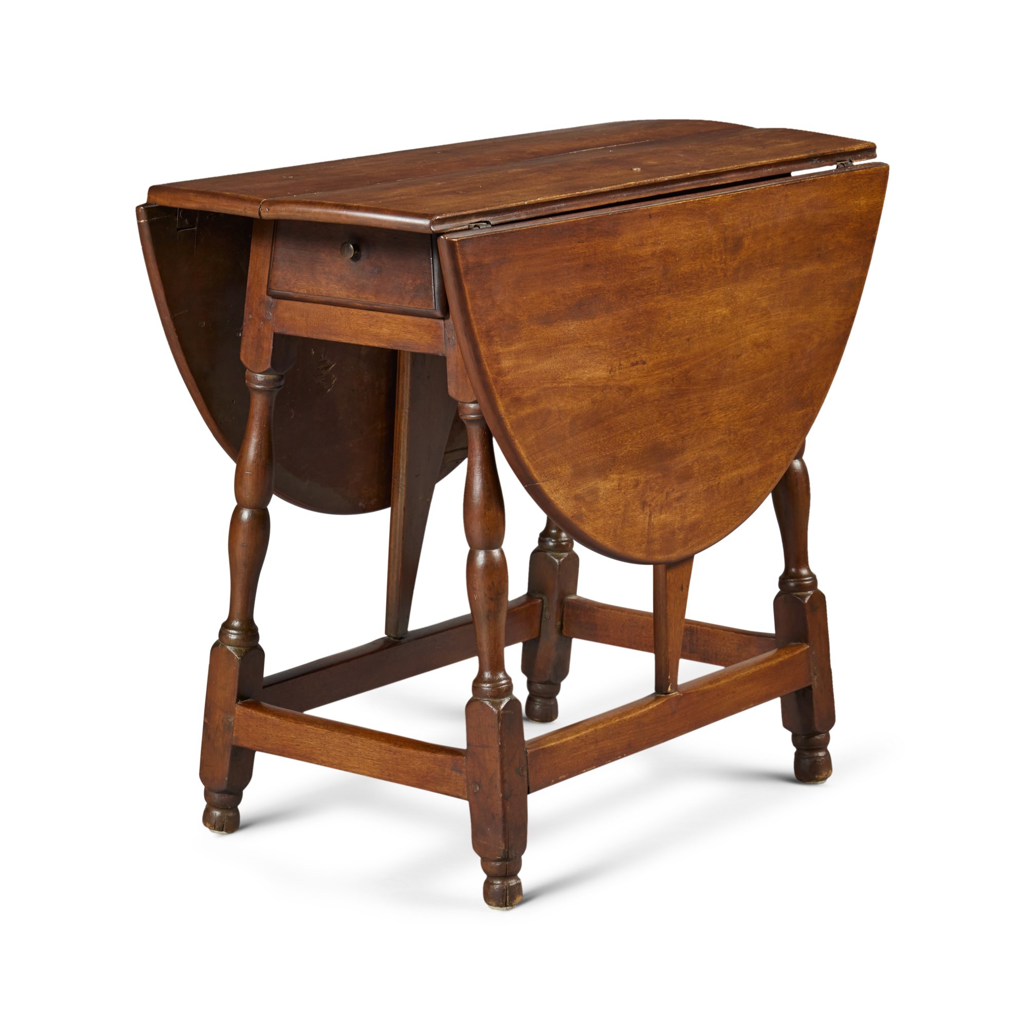 A Fine and Rare William and Mary Birchwood Butterfly Table, Connecticut ...
