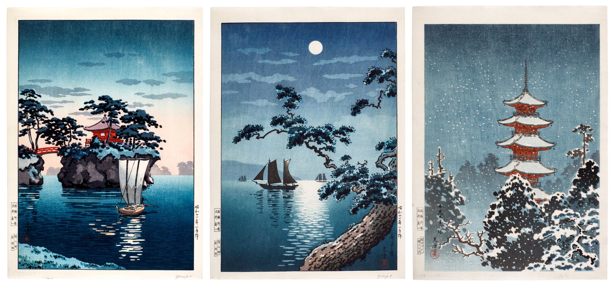 Tsuchiya Koitsu (1870-1949) | Three woodblock prints | Showa period ...