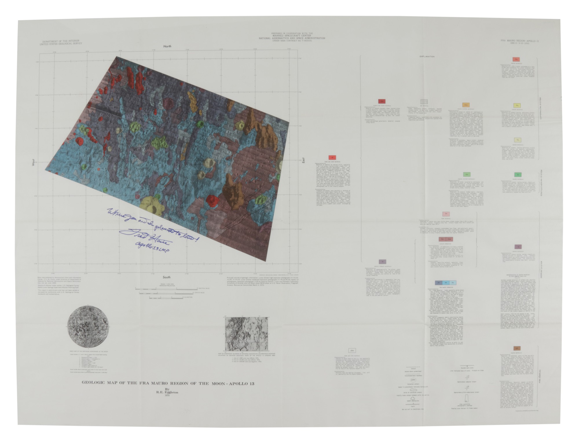 [Apollo 13] — Large Color Geologic Map of the Apollo 13 Lunar Landing ...