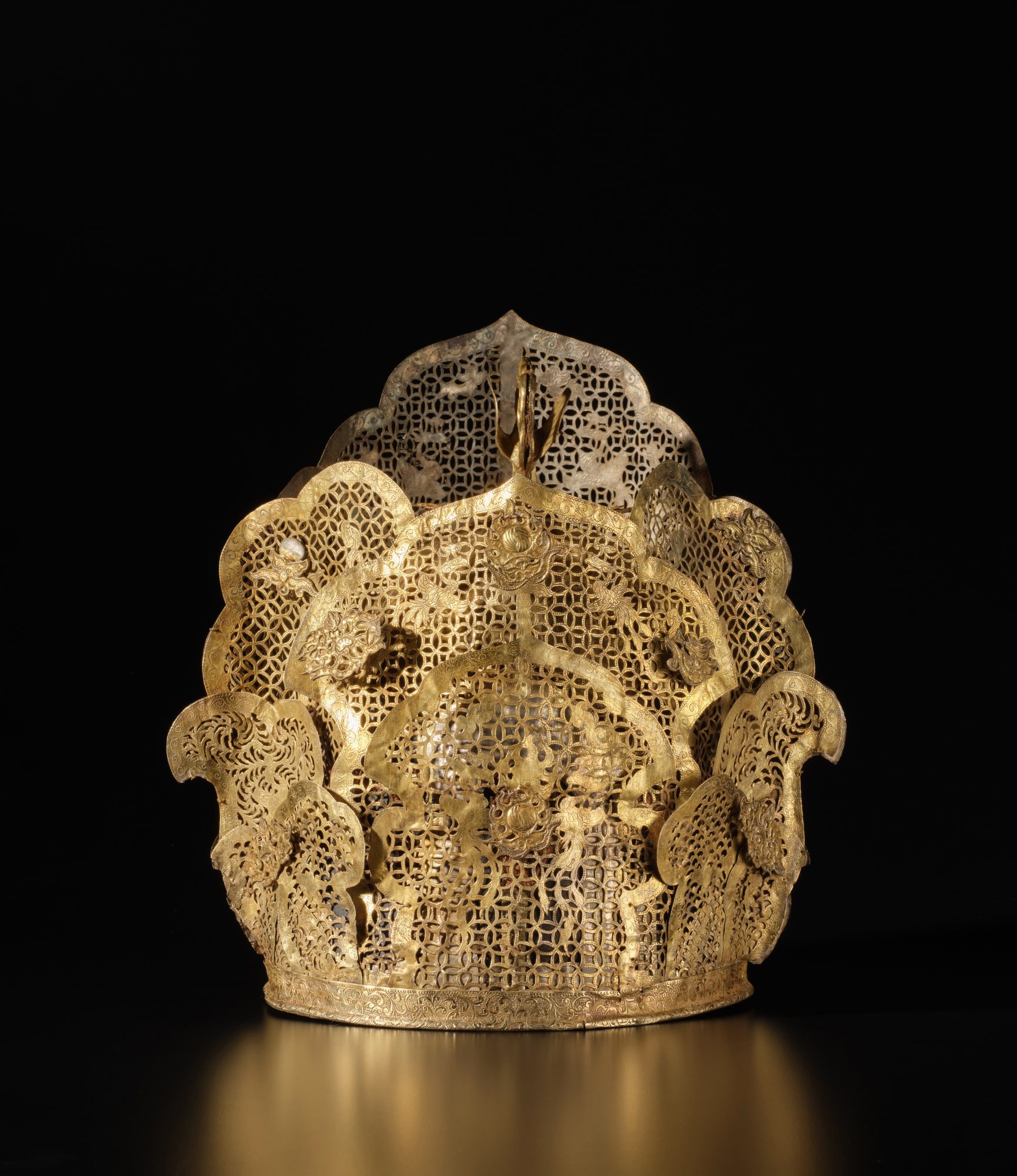A rare and important gilt-silver filigree 'phoenix' crown, Liao dynasty ...