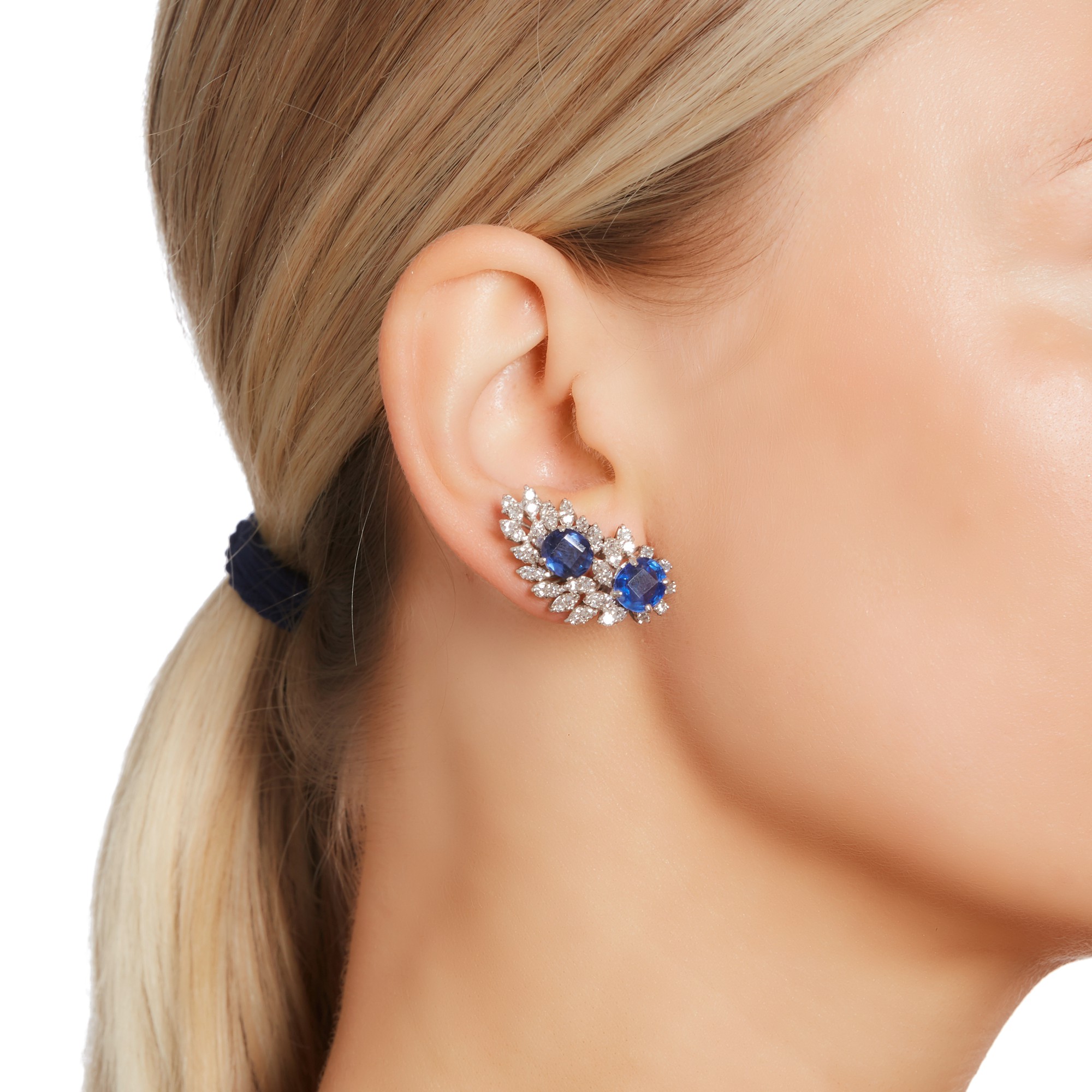 Pair of sapphire and diamond ear clips | Fine Jewels | 2021 | Sotheby's