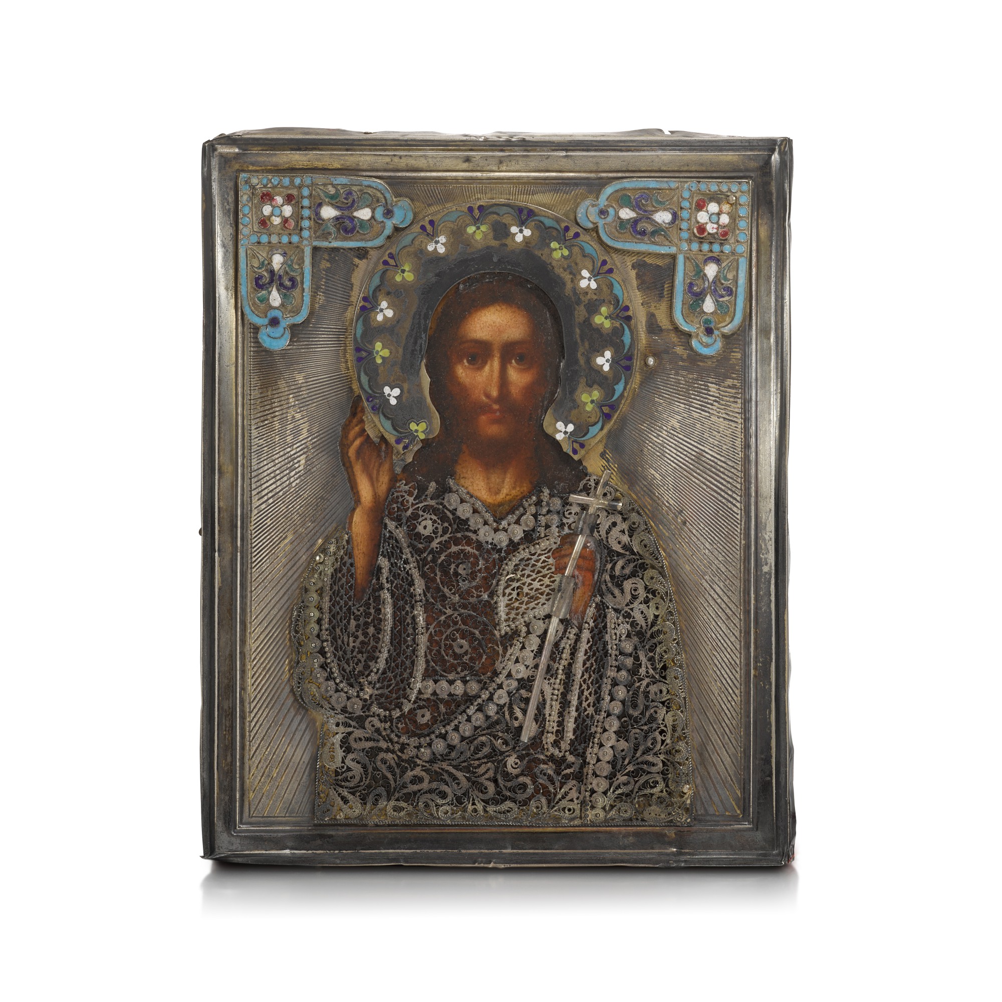 Two silver-gilt and enamel icons, Moscow, 1899-1908 and 1908-1917 ...