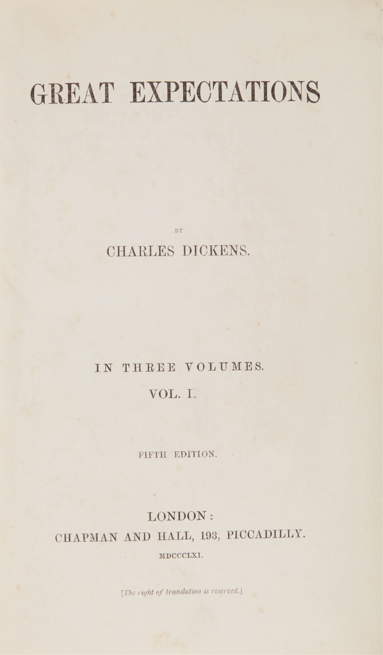 Dickens, Great Expectations, 1861, first edition, fifth impression ...