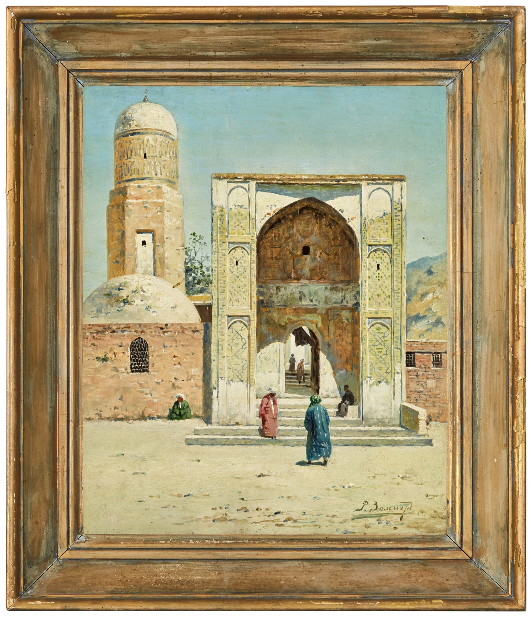 RICHARD KARLOVICH ZOMMER | A SHADED ARCHWAY AND MOSQUE IN TURKESTAN (A ...