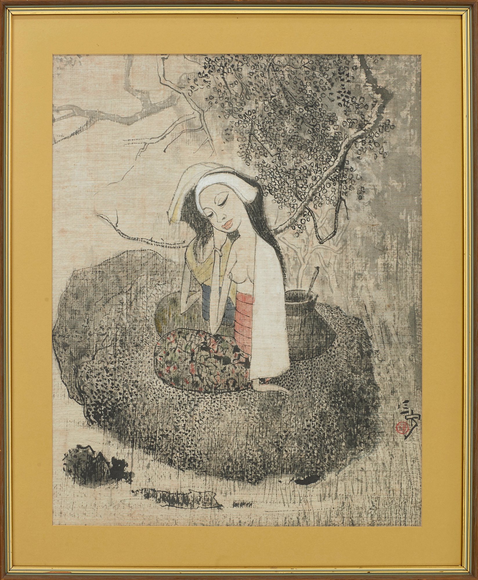 Cheong Soo Pieng 鍾泗濱 | Two seated ladies 兩位仕女 | Modern & Contemporary ...