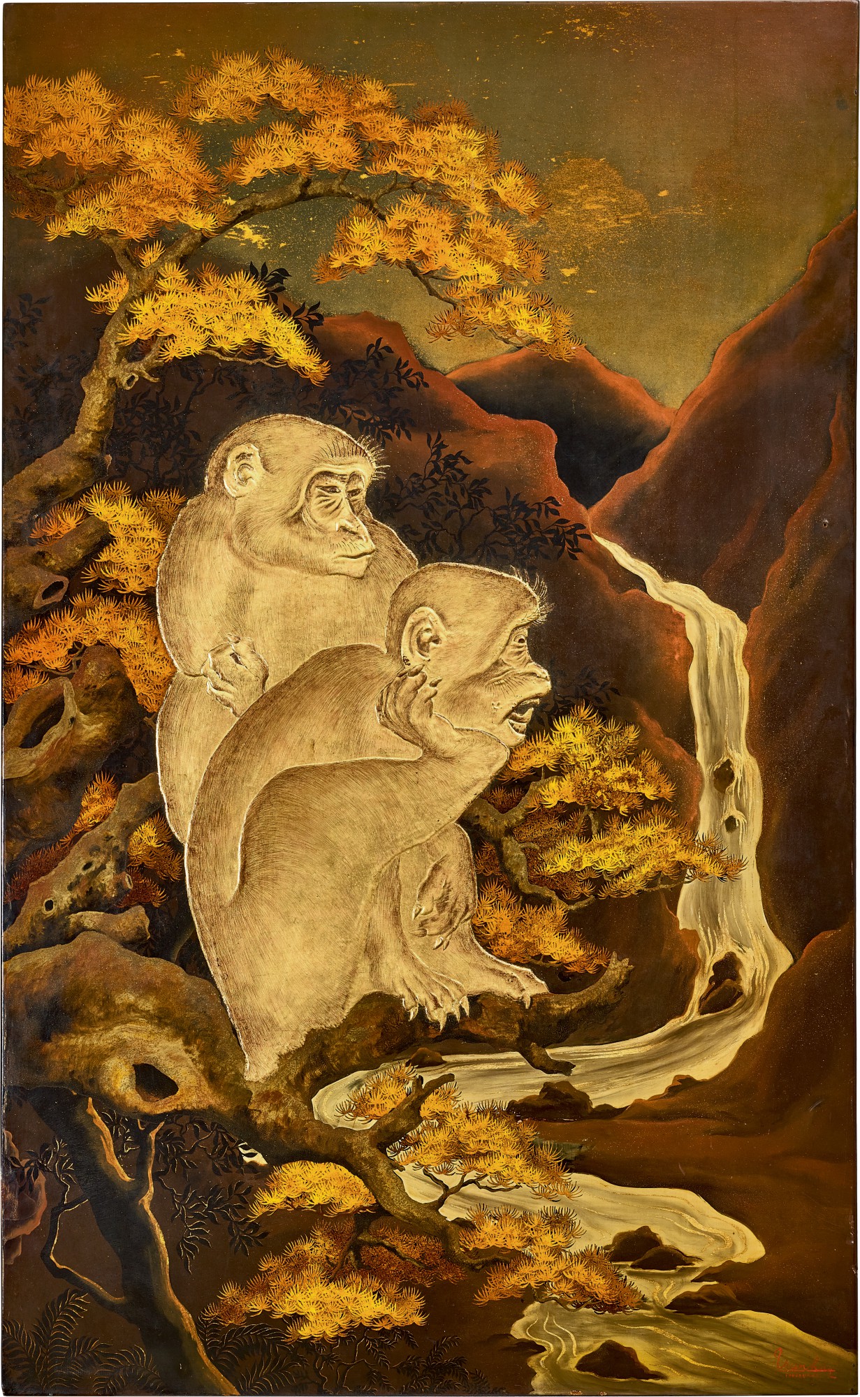 Tran Van Ha 陳文河 | Monkeys by a Stream 溪流邊猴子 | Modern Art Day Sale ...