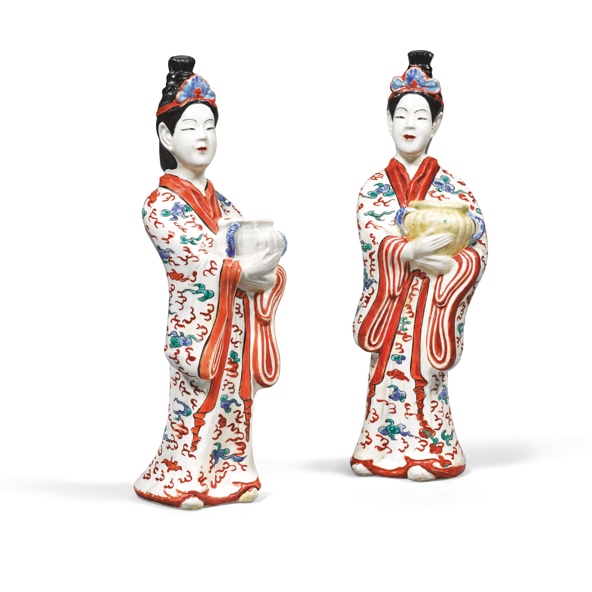 A PAIR OF KAKIEMON FIGURES OF BIJIN | EDO PERIOD, LATE 17TH CENTURY ...