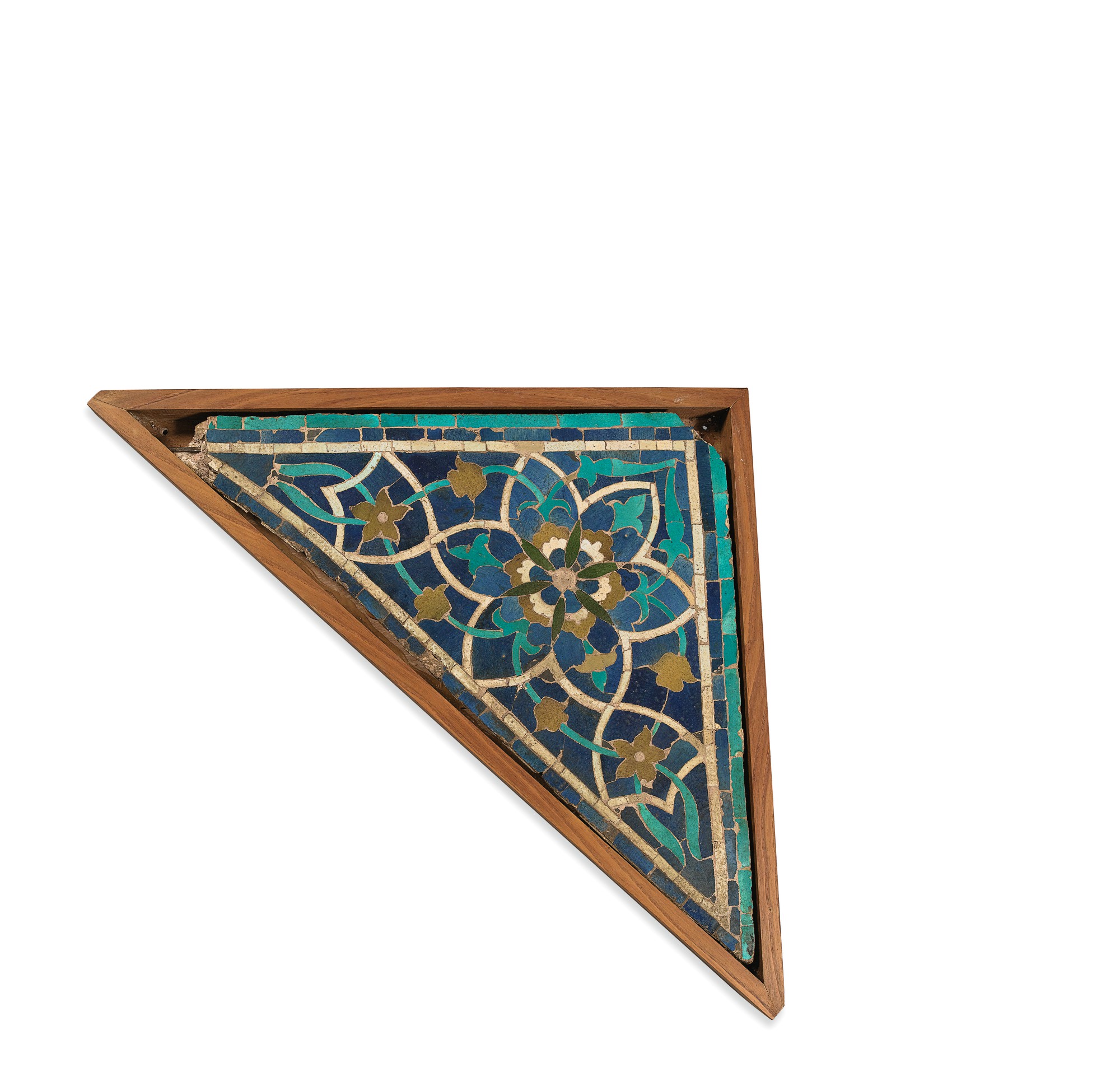 TWO TIMURID CUT TILE MOSAIC SPANDRELS AND A SQUARE TILE, CENTRAL ASIA ...