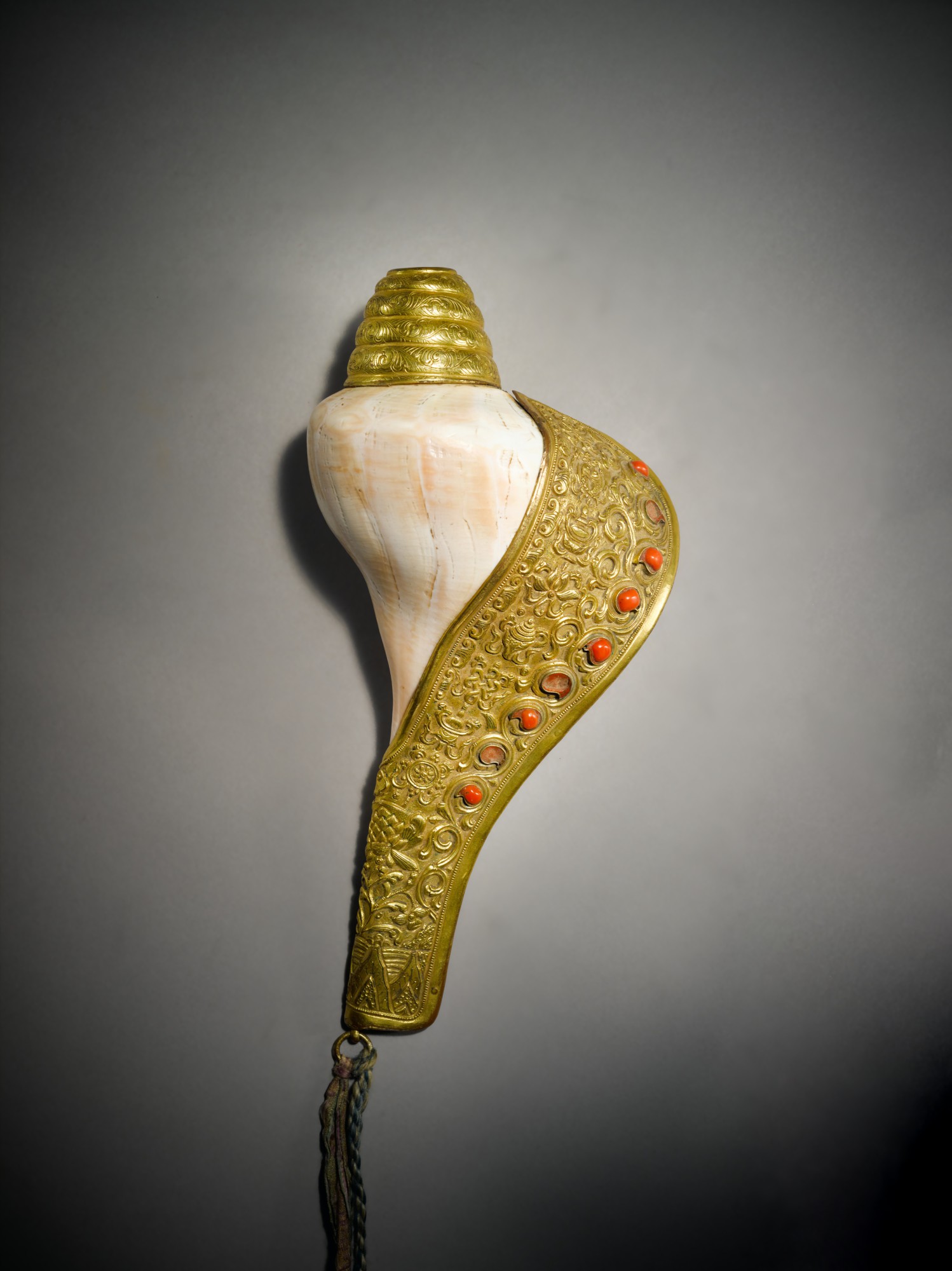 A Conch with Gilt Copper Alloy Repoussé Mount, Tibeto-Chinese, circa ...