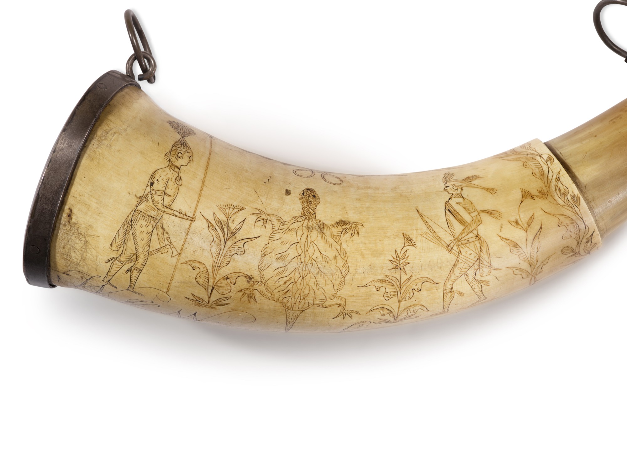 American Engraved and Pewter-Mounted Powder Horn, Dated 1815 | The ...