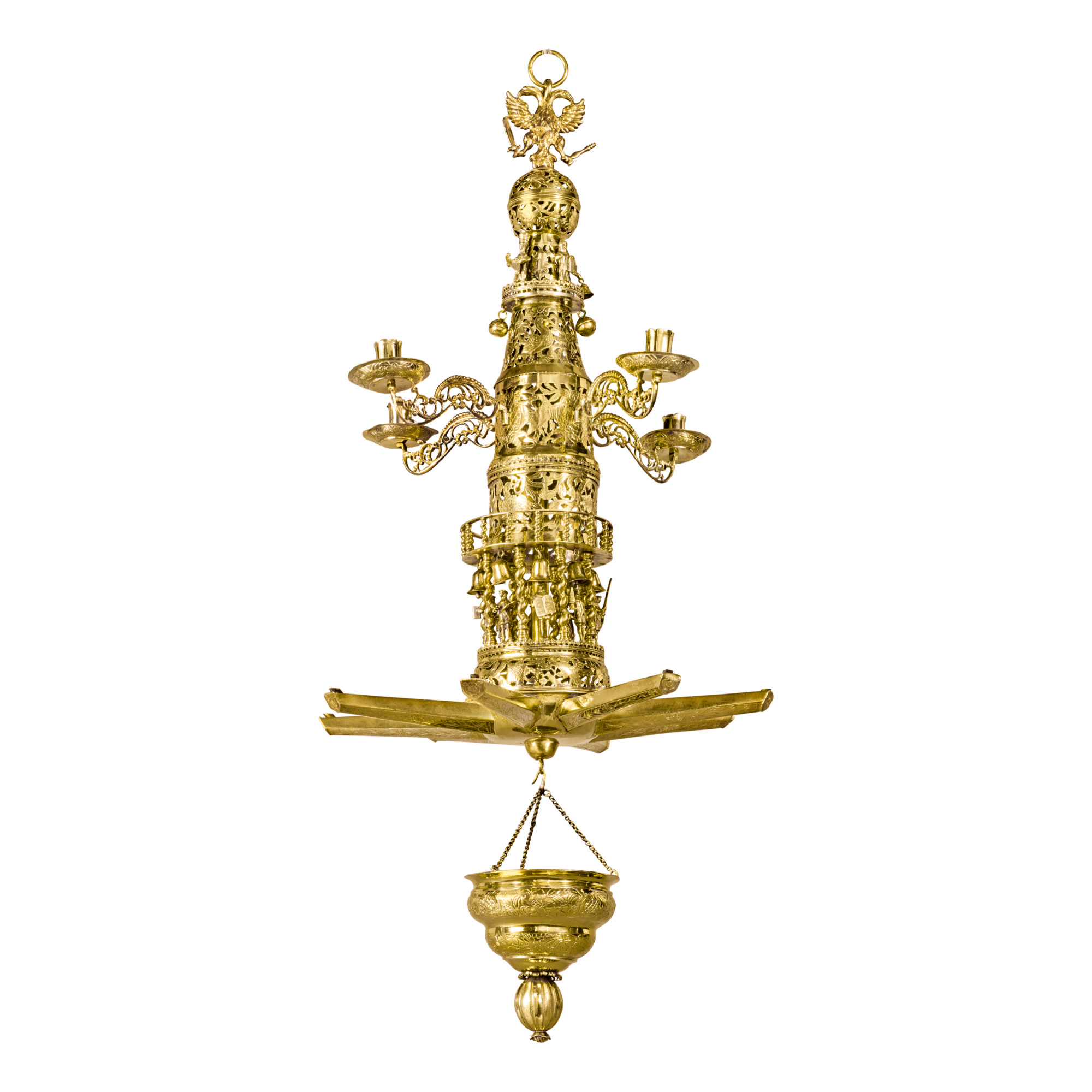 THE SASSOON SILVER-GILT HANGING SABBATH LAMP, MARKED IR, PROBABLY FOR ...