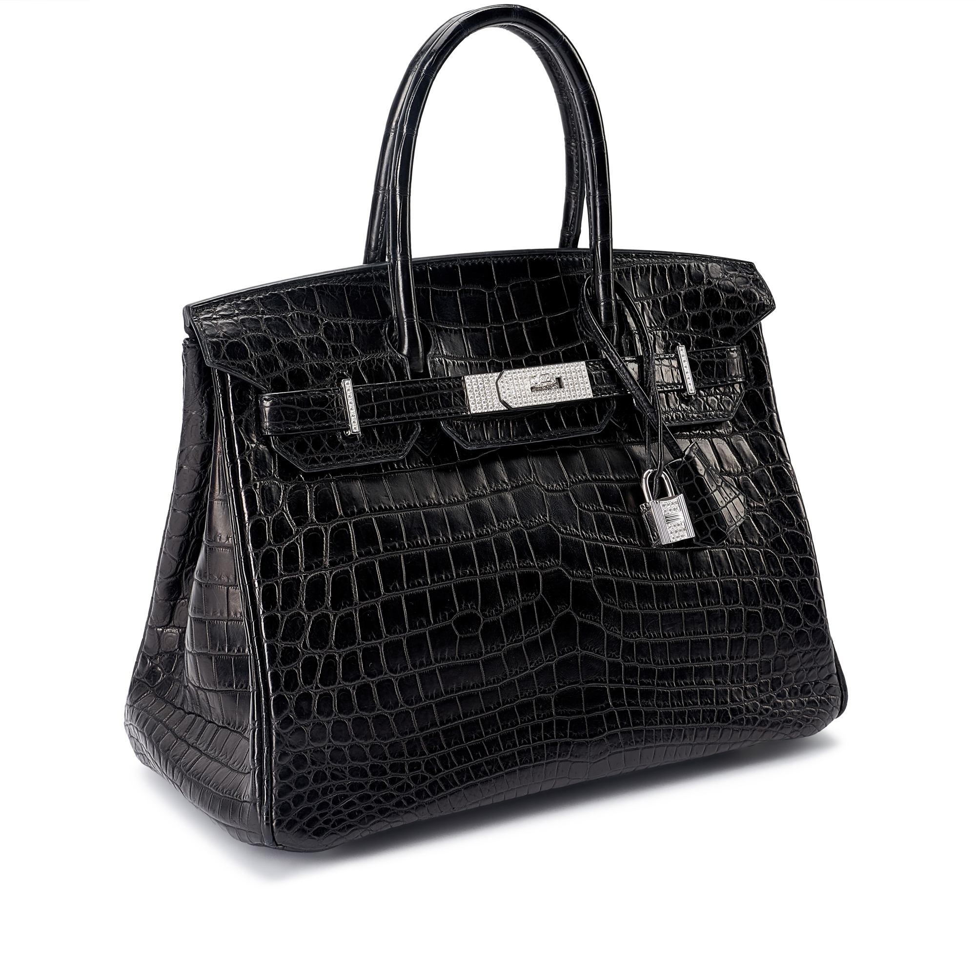 Black Matte Niloticus Crocodile Birkin 30 18K White Gold and Diamond ...