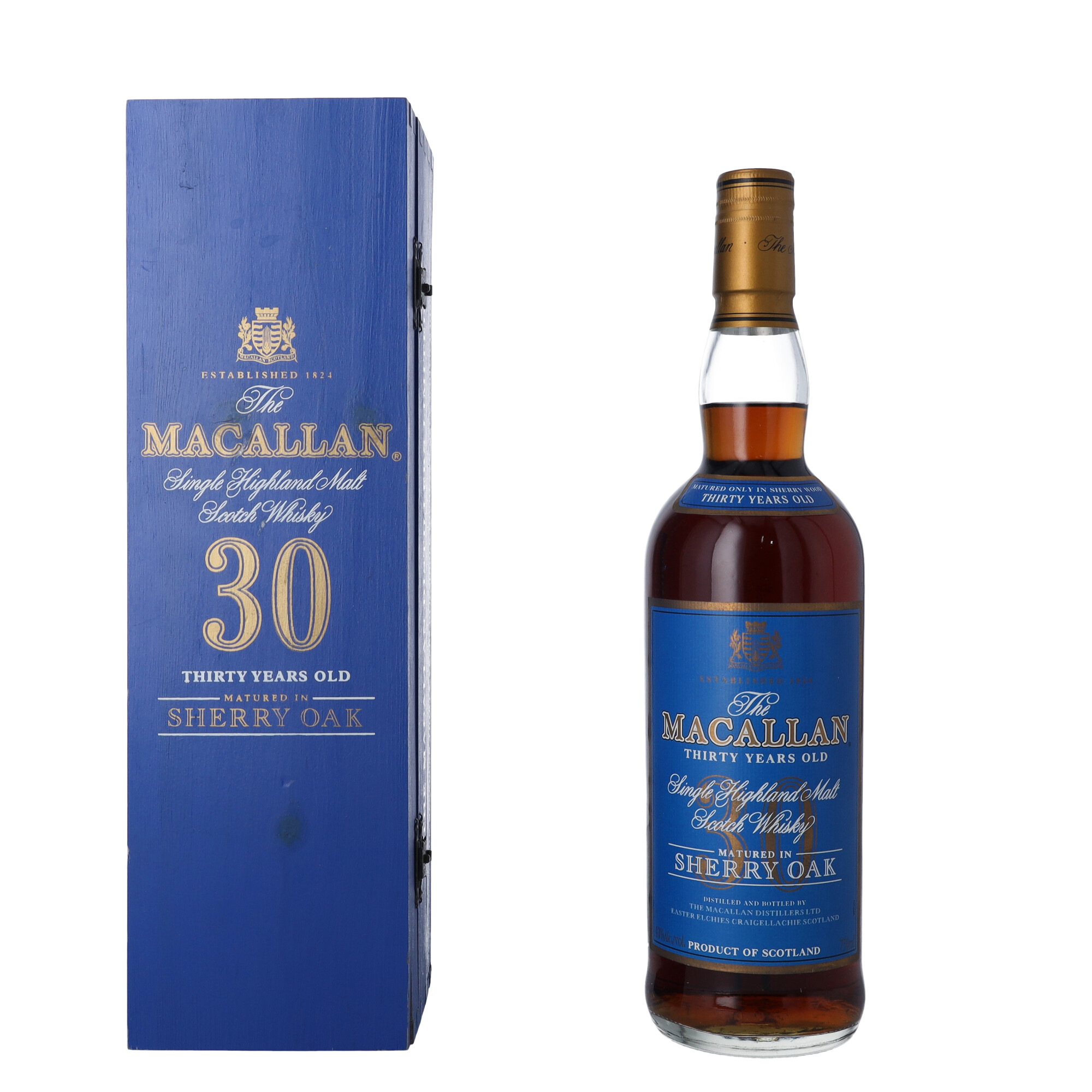 The Macallan 30 Year Old Sherry Oak Blue Box 43.0 abv NV (1 BT ...