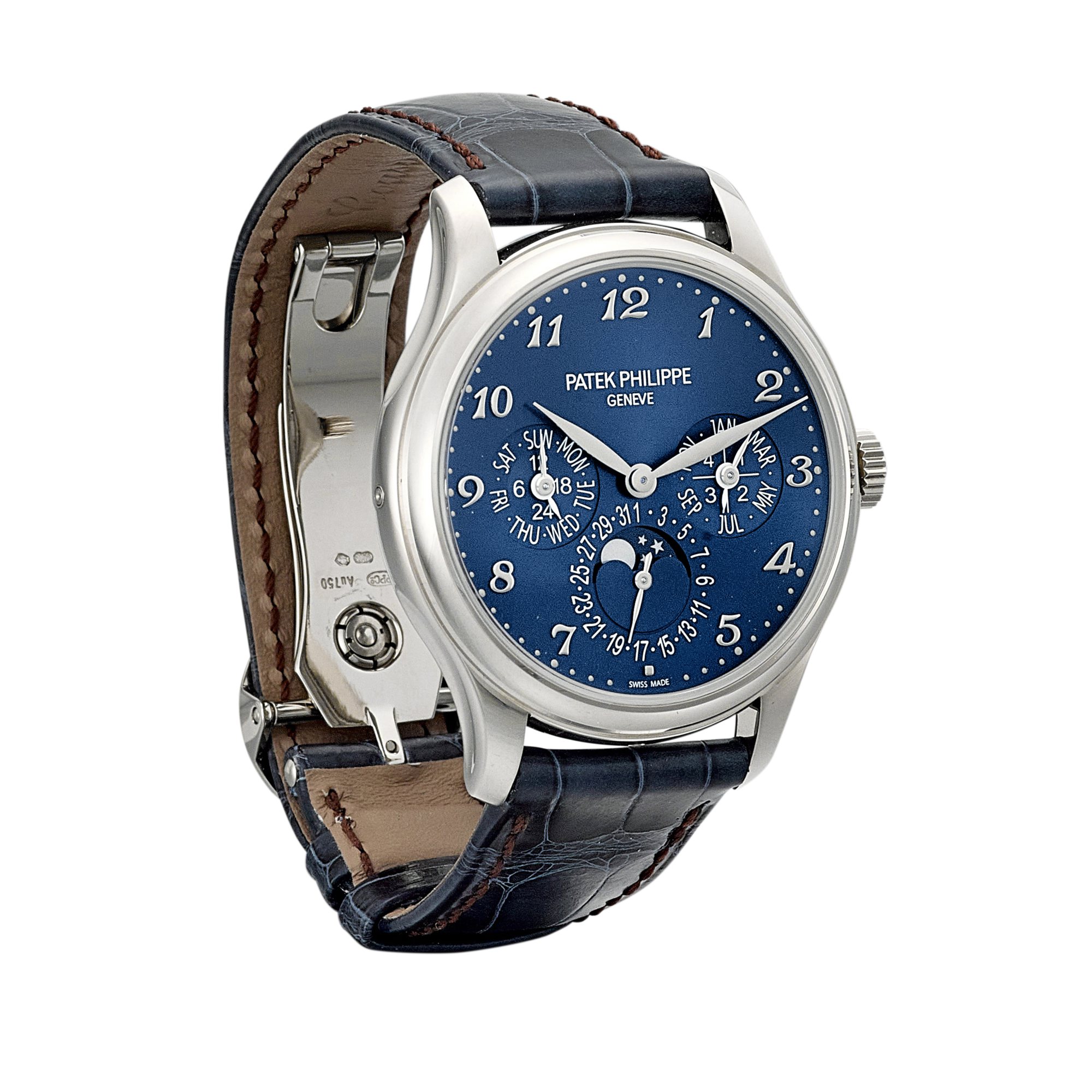 Reference 5327 | A white gold perpetual calendar wristwatch with day ...