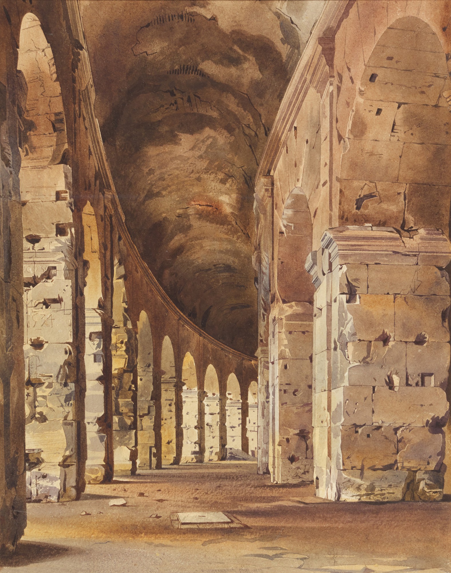 Recto: The outer Colonnade of the Colosseum, Rome Verso: A study of a ...