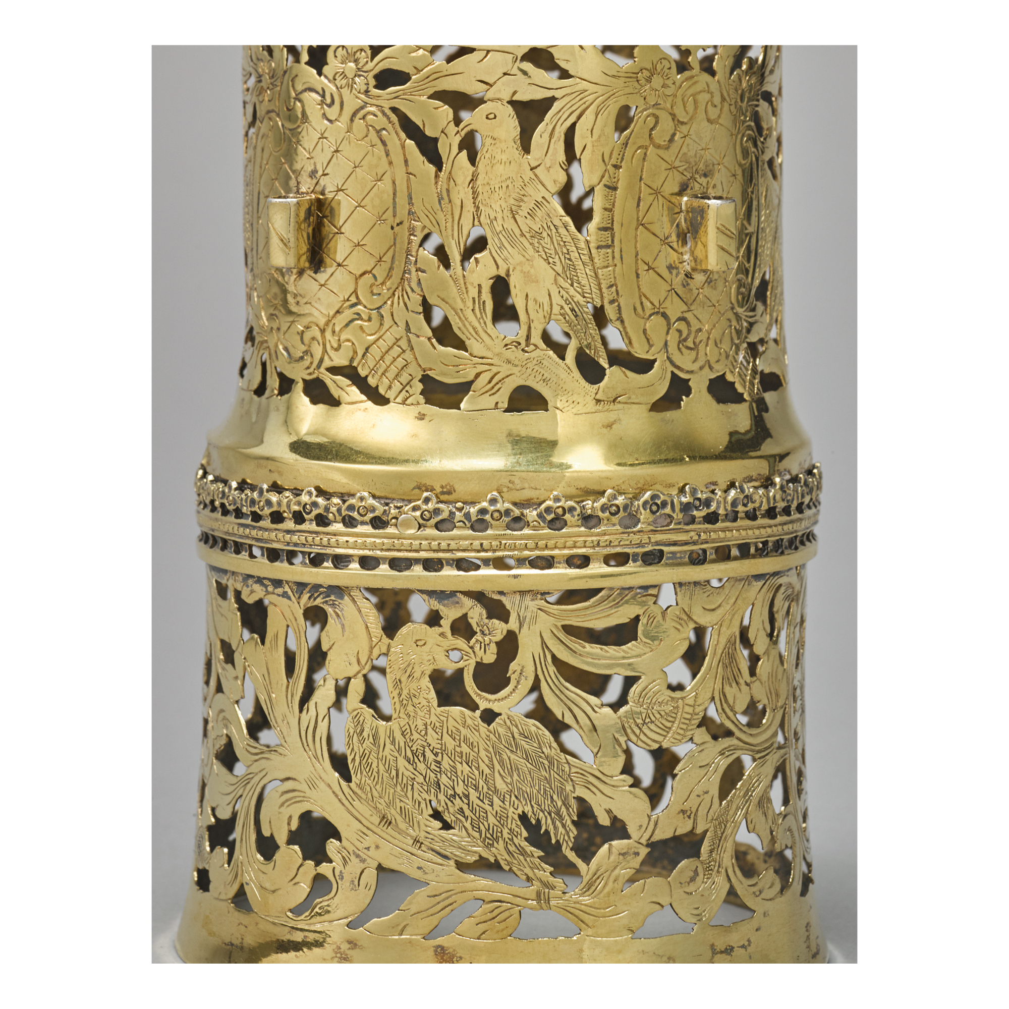 THE SASSOON SILVER-GILT HANGING SABBATH LAMP, MARKED IR, PROBABLY FOR ...