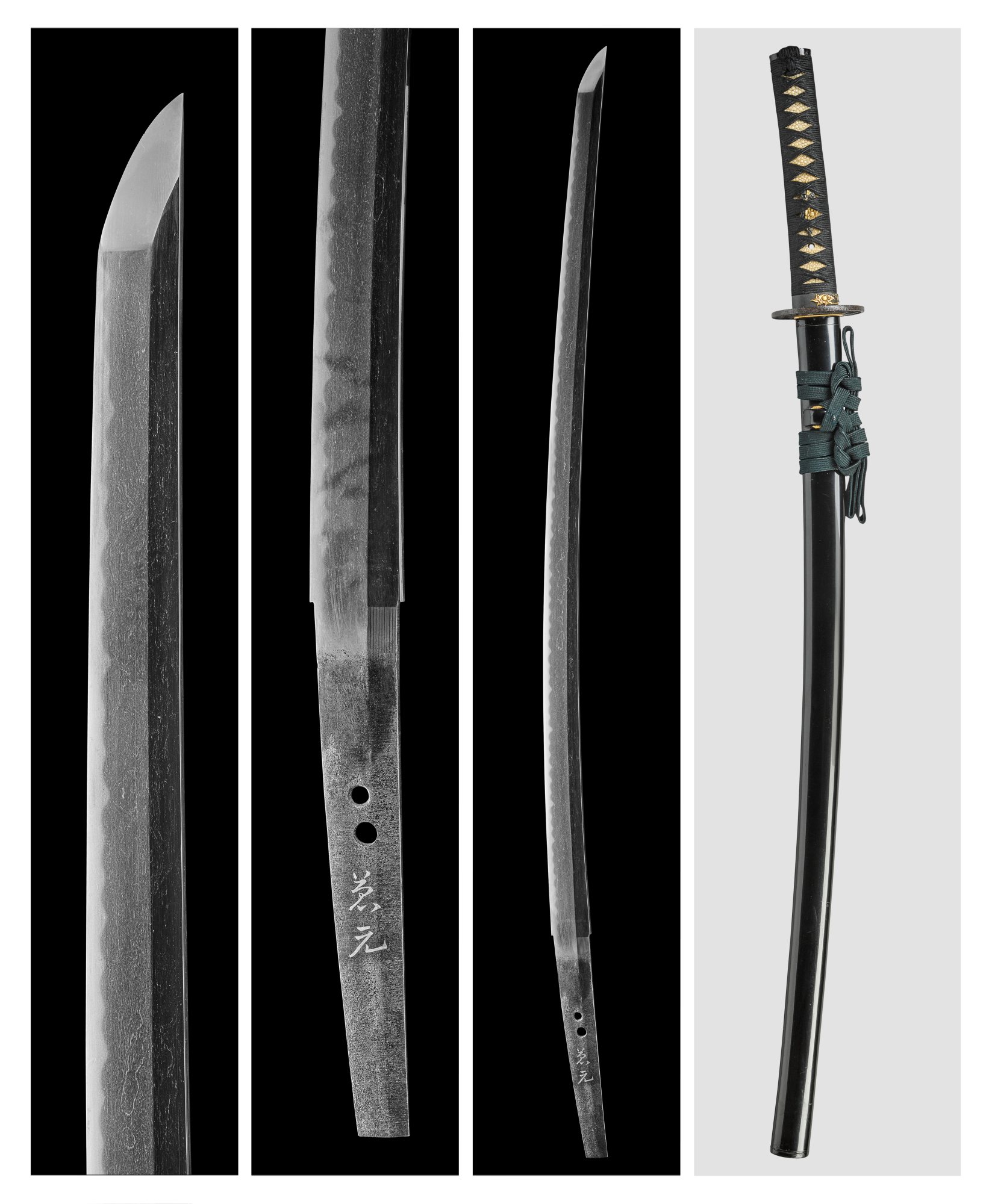 A shinto katana | Attributed to Kanemoto and with kinzogan [gold inlay ...