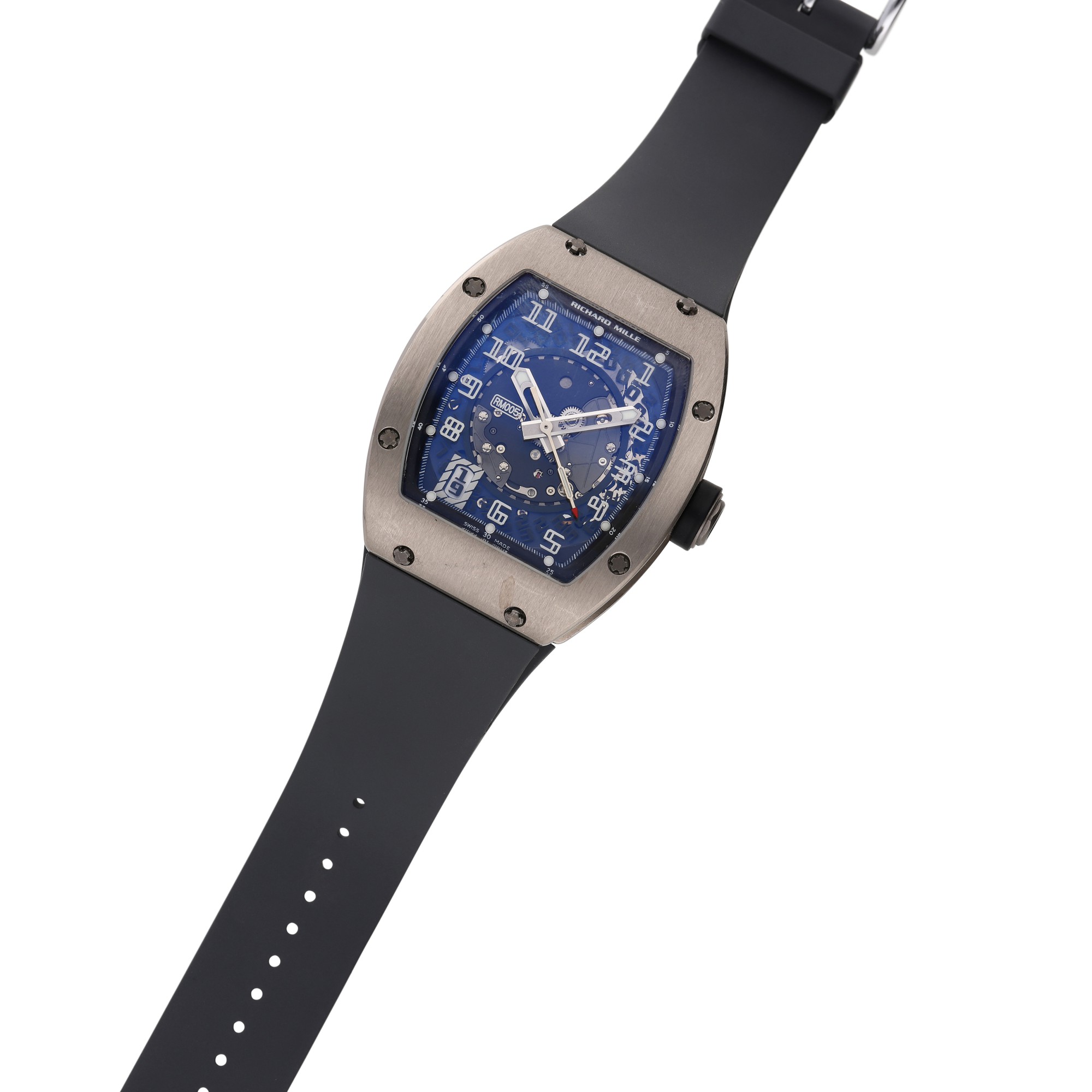 Reference RM005 AE WG | A white gold skeletonized wristwatch with date ...