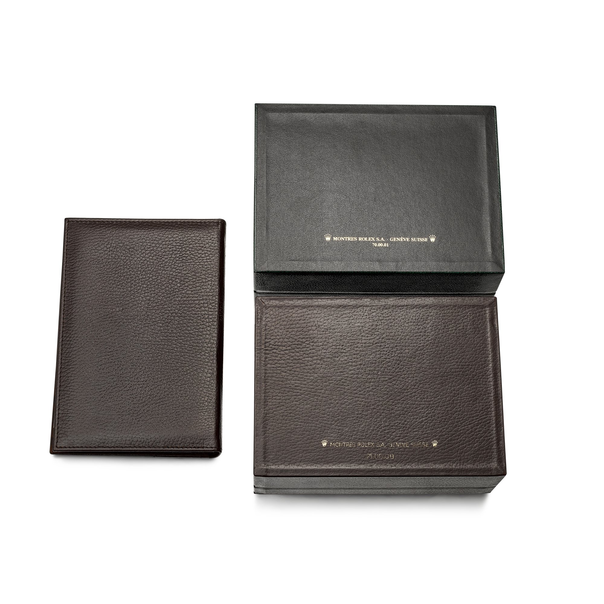 A set of two leather presentation boxes and notepad, Circa 1985 | 勞力士 ...