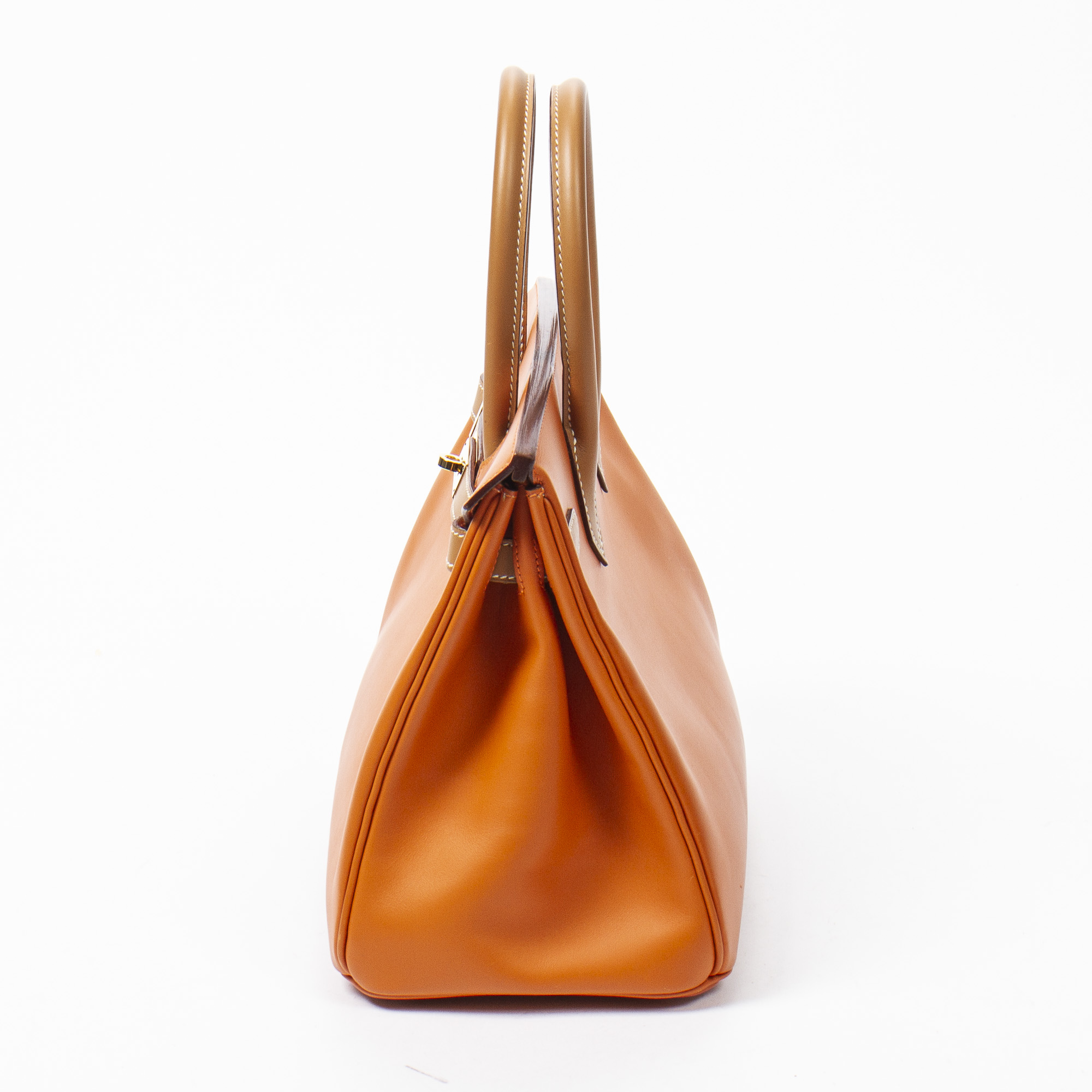 HERMÈS | POTIRON AND NATURAL CHAMONIX LEATHER BIRKIN BICOLOR 30 WITH ...