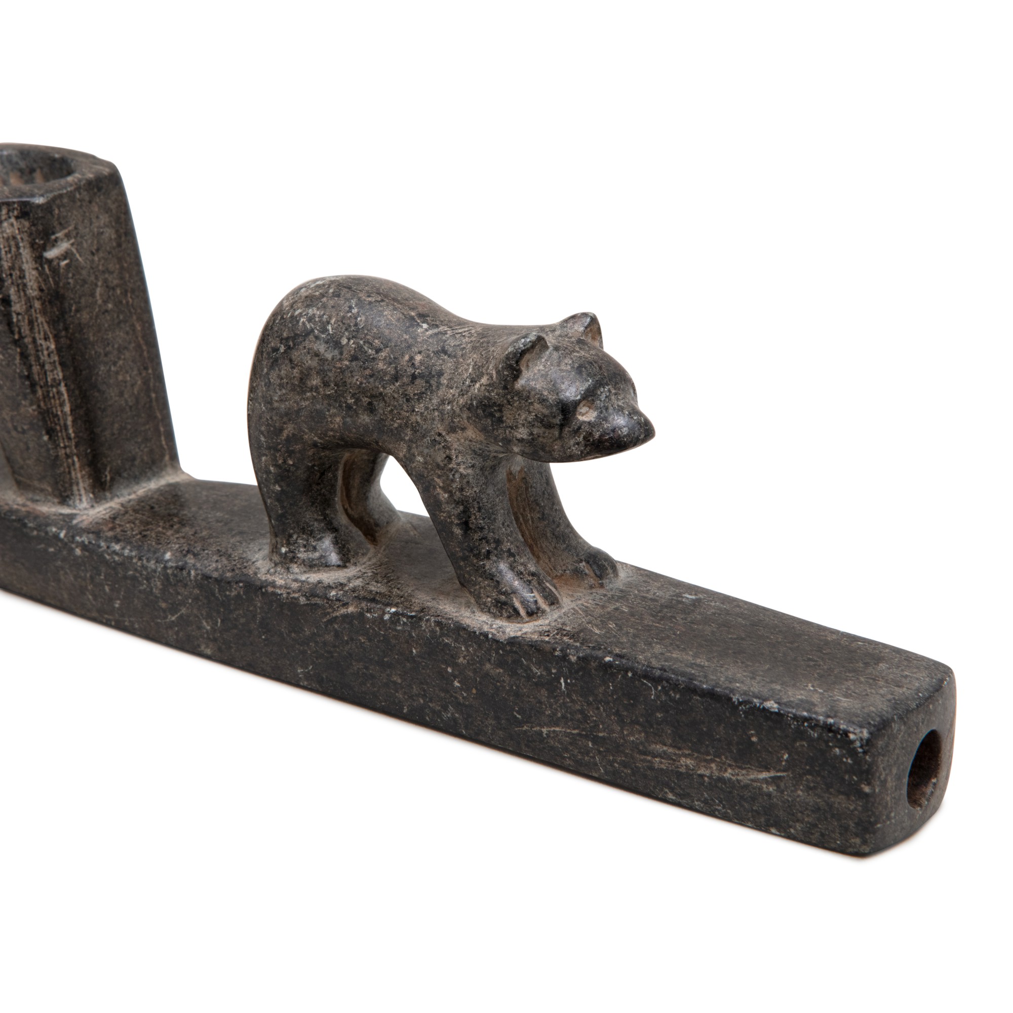 Cherokee Stone Pipe Bowl with Bear Effigy, Southeastern United States ...