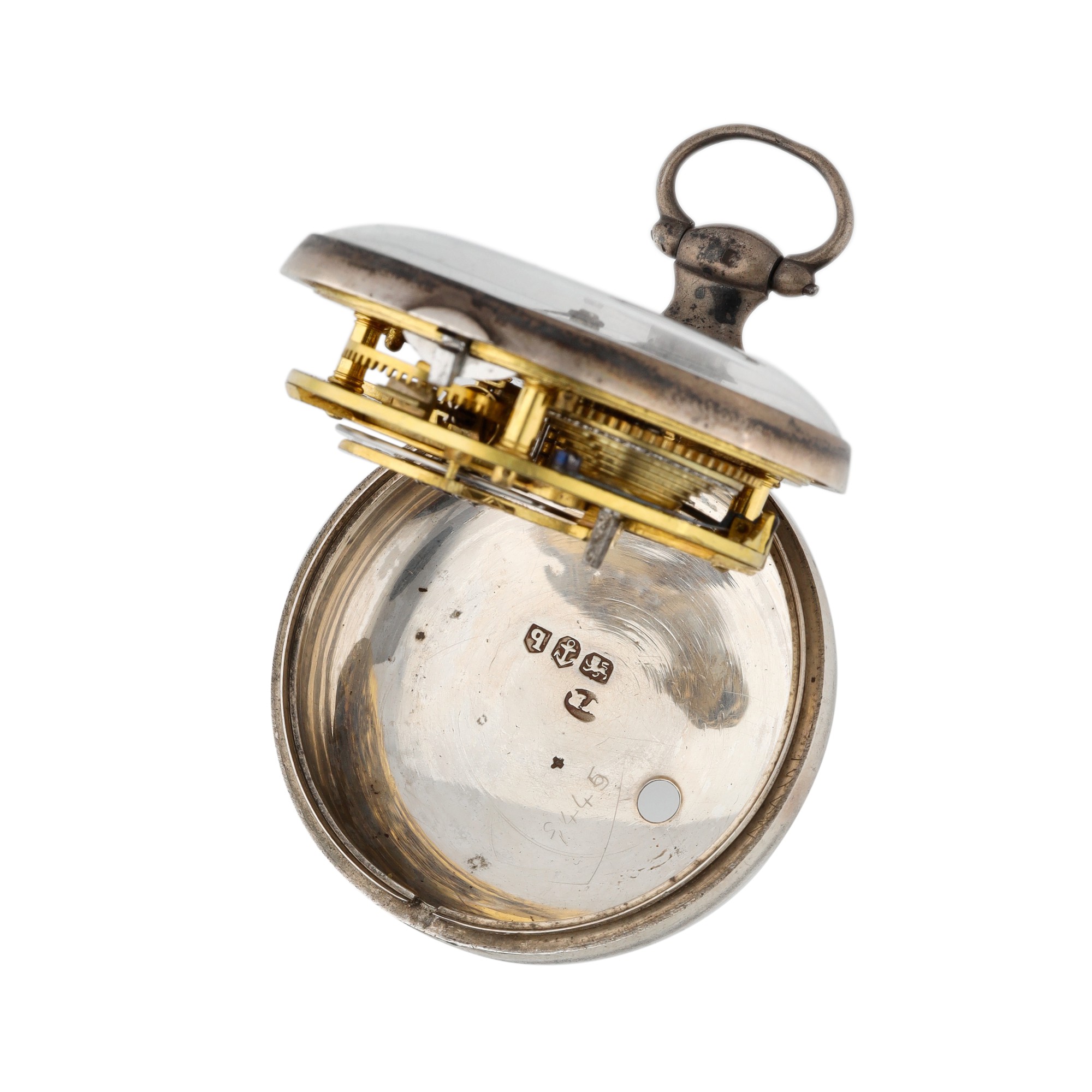 English No. 1942 A silver pair-cased verge watch with polychrome enamel ...