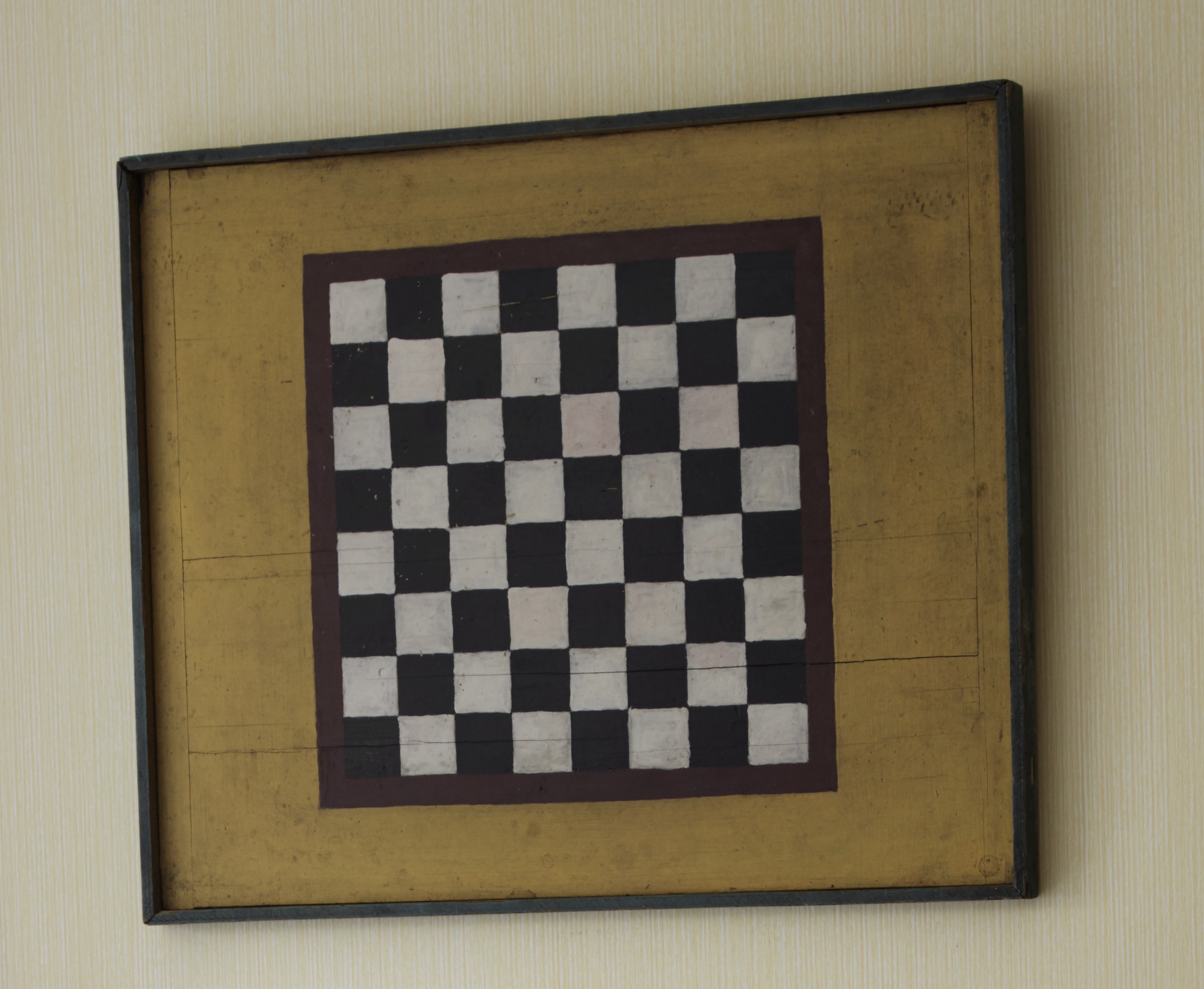 AMERICAN POLYCHROME-PAINTED WOODEN CHECKER GAMEBOARD, THIRD QUARTER ...