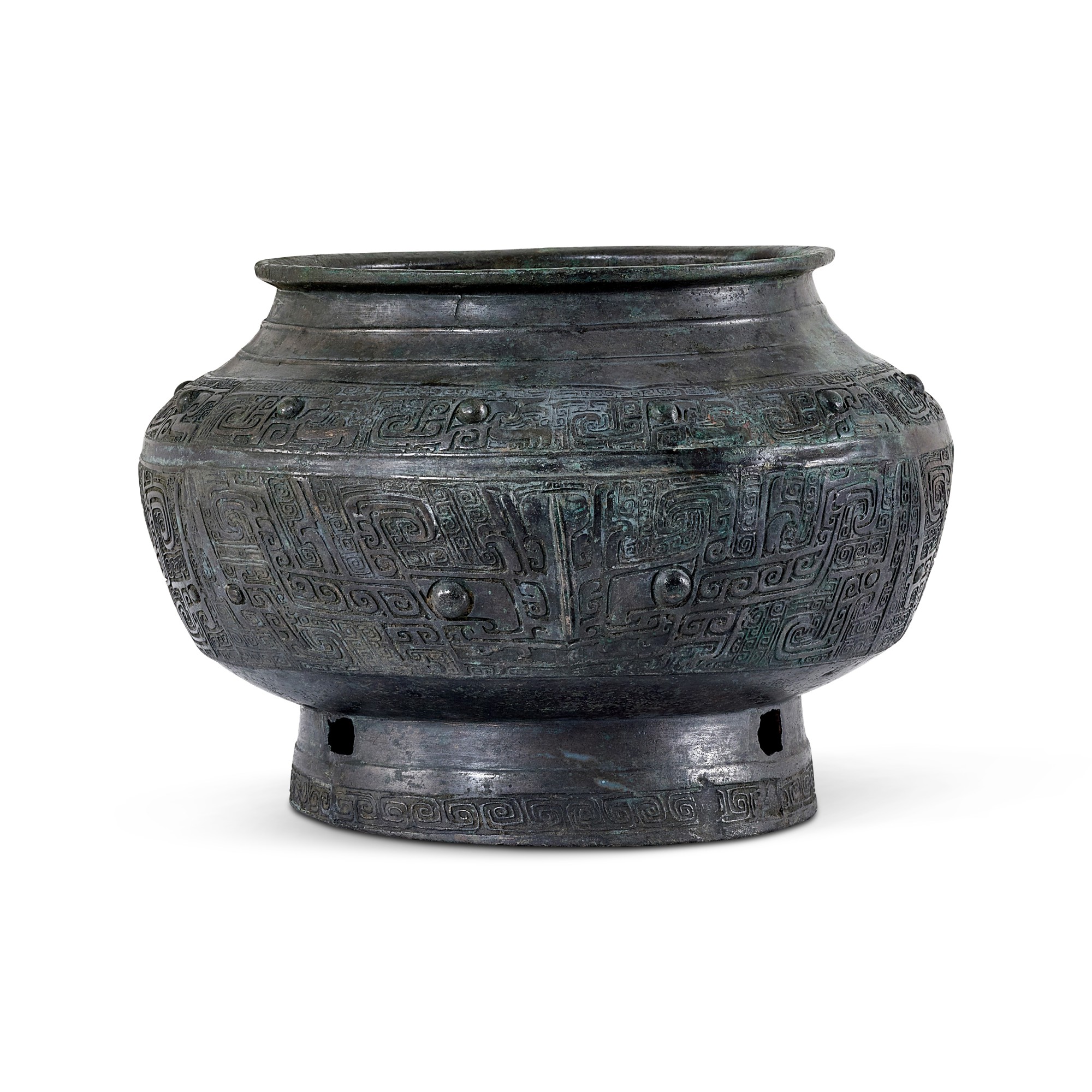 An archaic bronze 'mythical beast' vessel, pou Late Shang dynasty 商晚期 ...