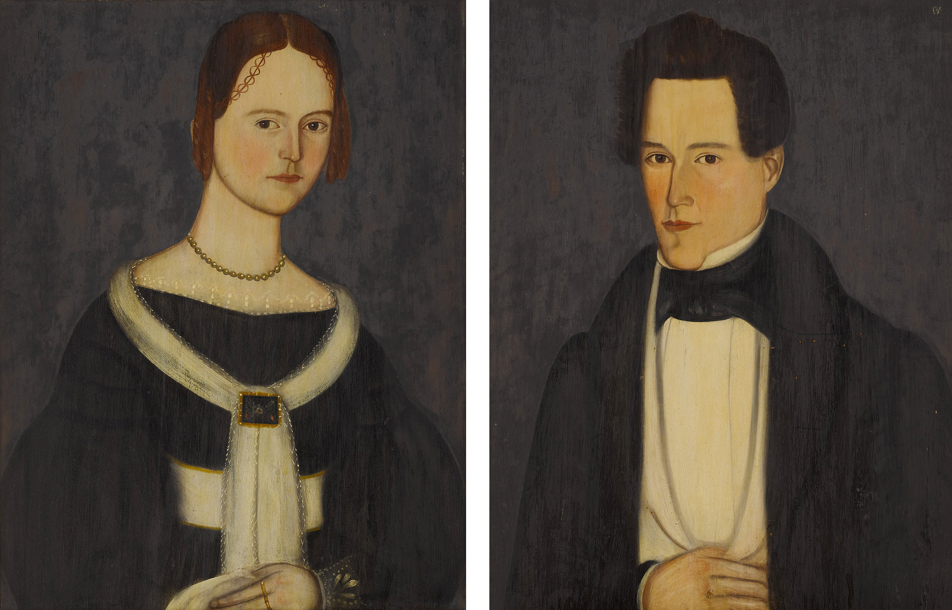 Pair of Portraits: Mr. and Mrs. Moses of Richmond, Illinois | Americana ...