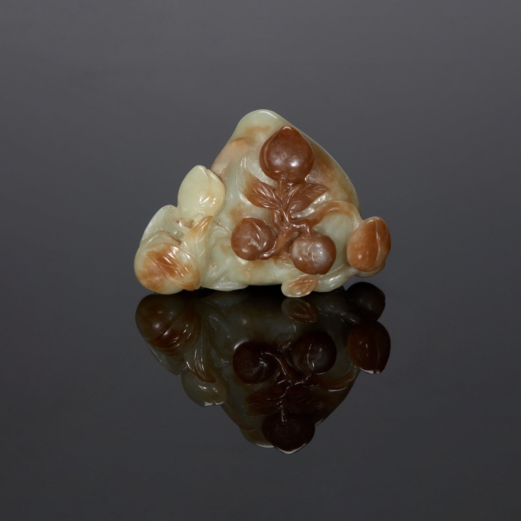 A pale celadon jade 'peach' group, Qing dynasty, Qianlong period | A ...