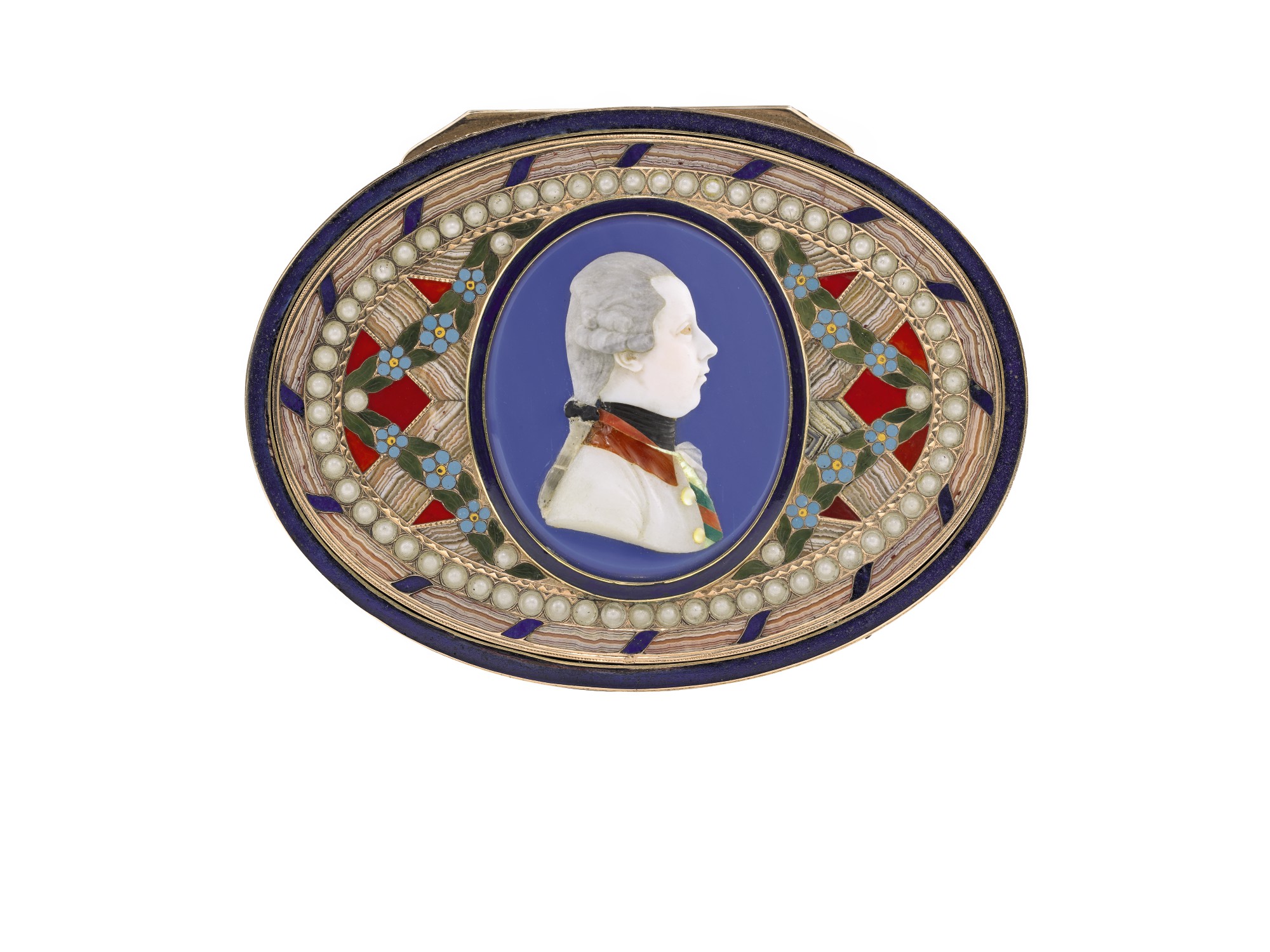 An Imperial gold, enamel and hardstone snuff box, Johann Christian ...