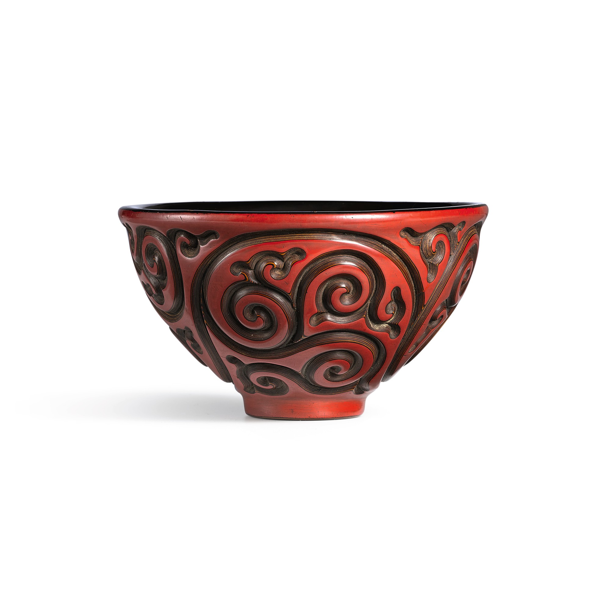 A carved tixi lacquer tea bowl, Yuan dynasty 元 朱面剔犀茶盌 | Echoes of ...