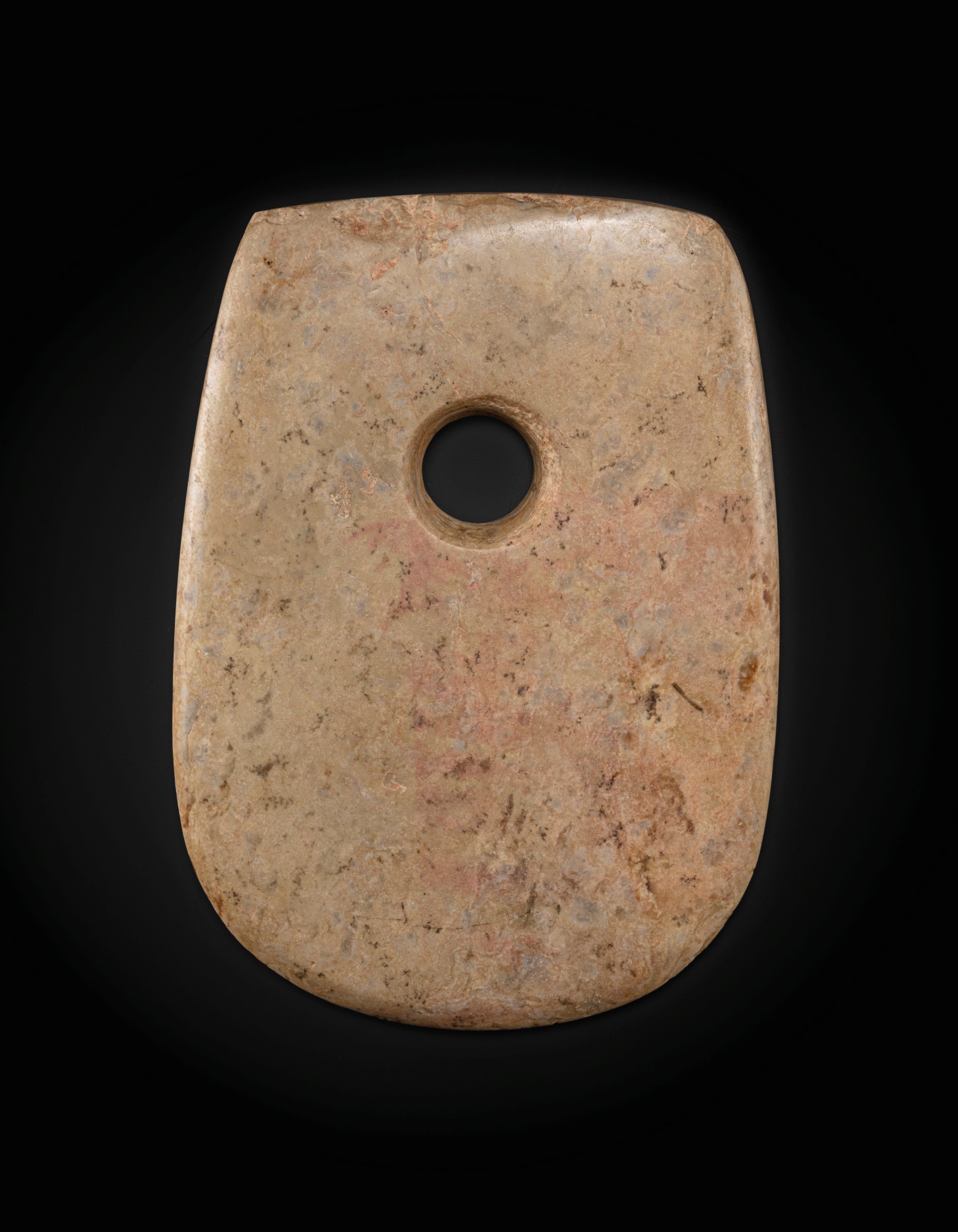 A calcified stone axe blade Neolithic period, probably Yellow River ...