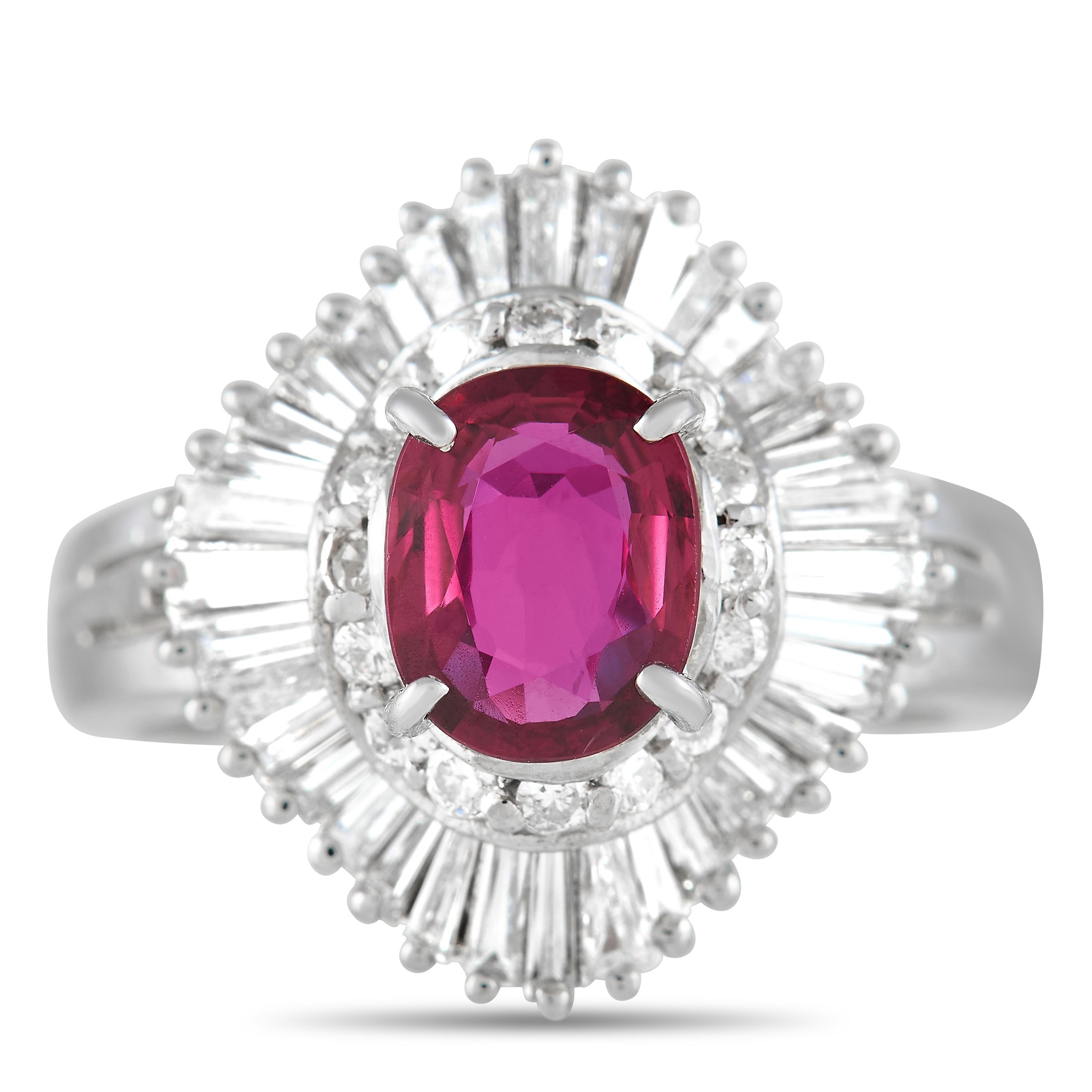 Platinum, Oval Ruby And Diamond Ballerina Ring Available For Immediate ...