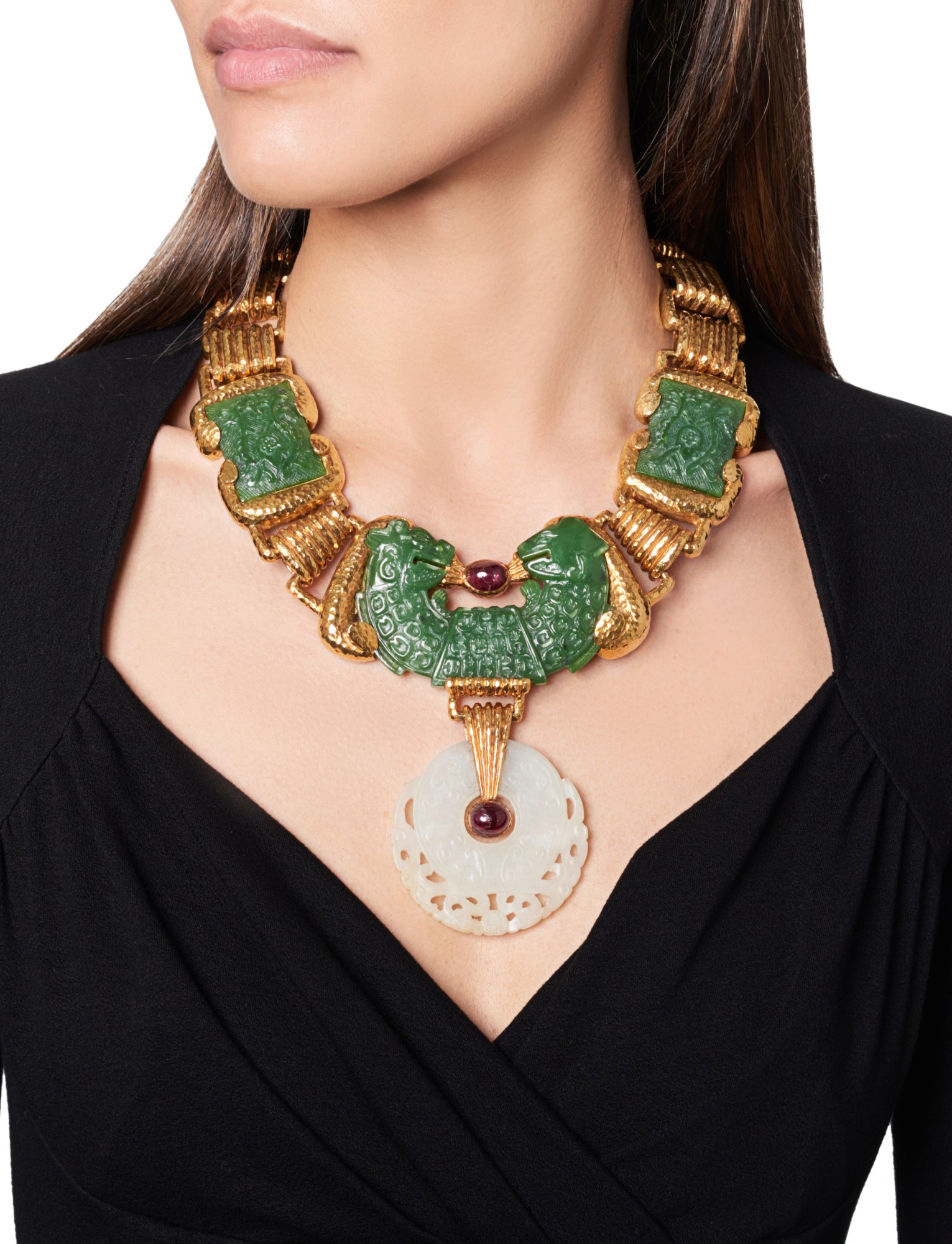 Gold, Jade and Ruby Necklace | David Webb | 黃金配玉及紅寶石項鏈 | Magnificent ...