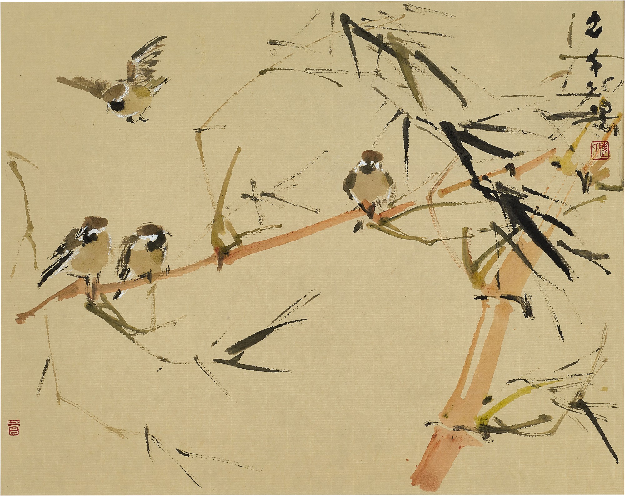 Chen Wen Hsi 陳文希 | (i) Birds and flowers (ii) Ducks (iii) Sparrows on ...