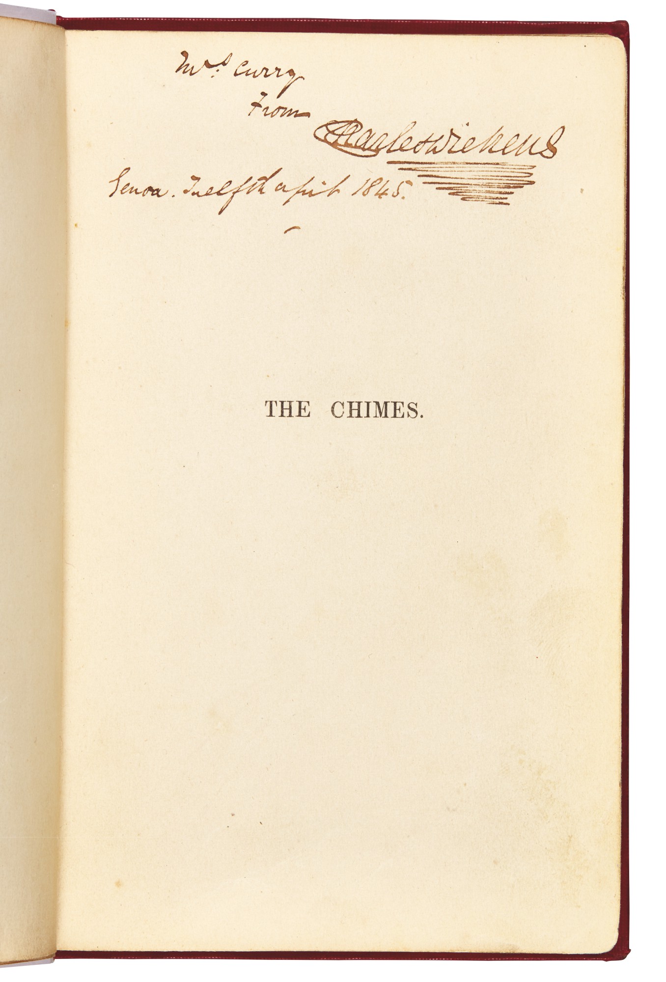 Dickens, The Chimes, 1845, eleventh edition, presentation copy ...