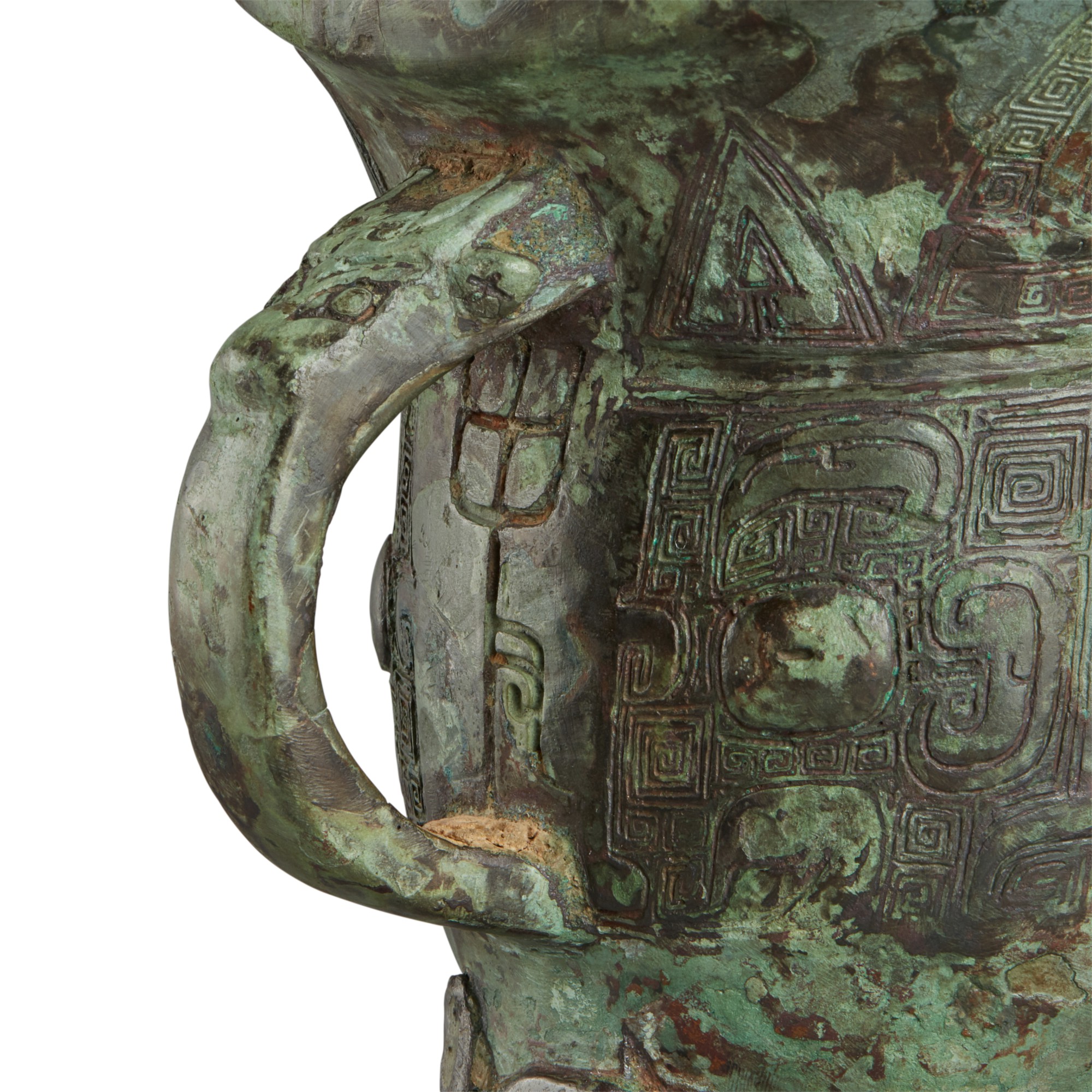 A rare archaic bronze ritual wine vessel (Jiao), Late Shang dynasty ...