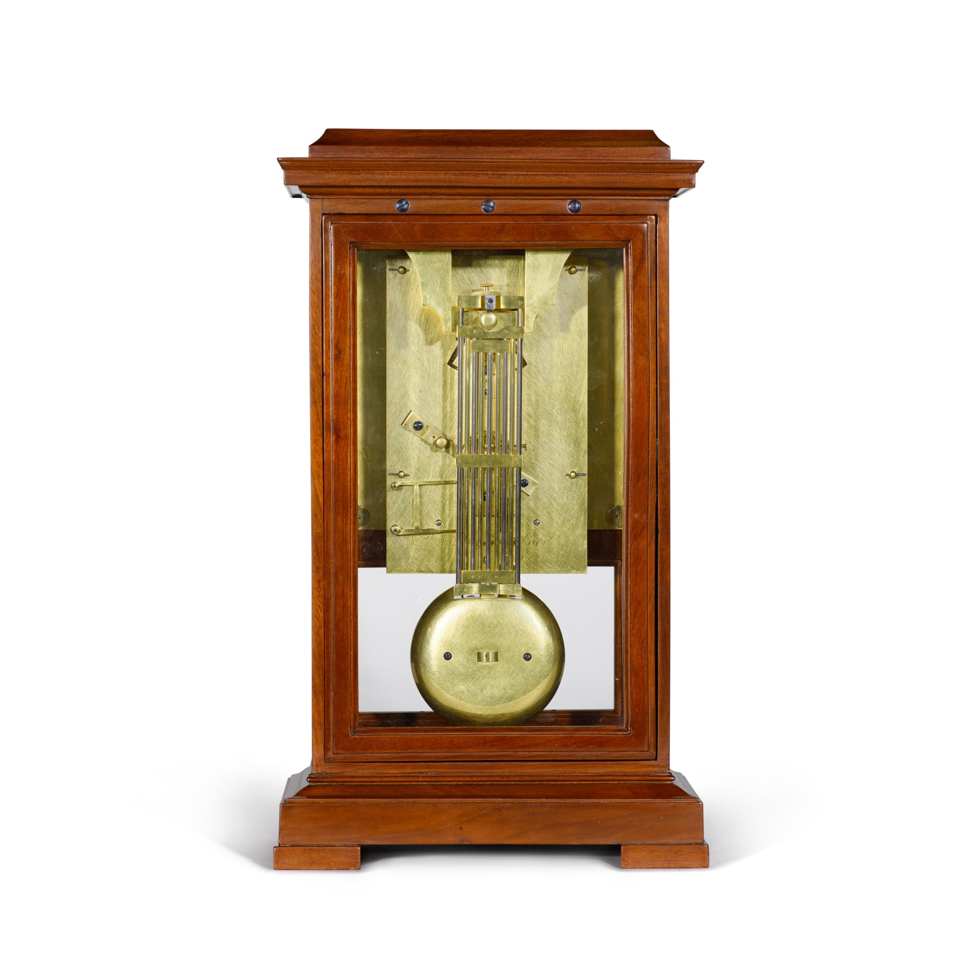 A Consulate mahogany month-going table regulator with remontoire ...