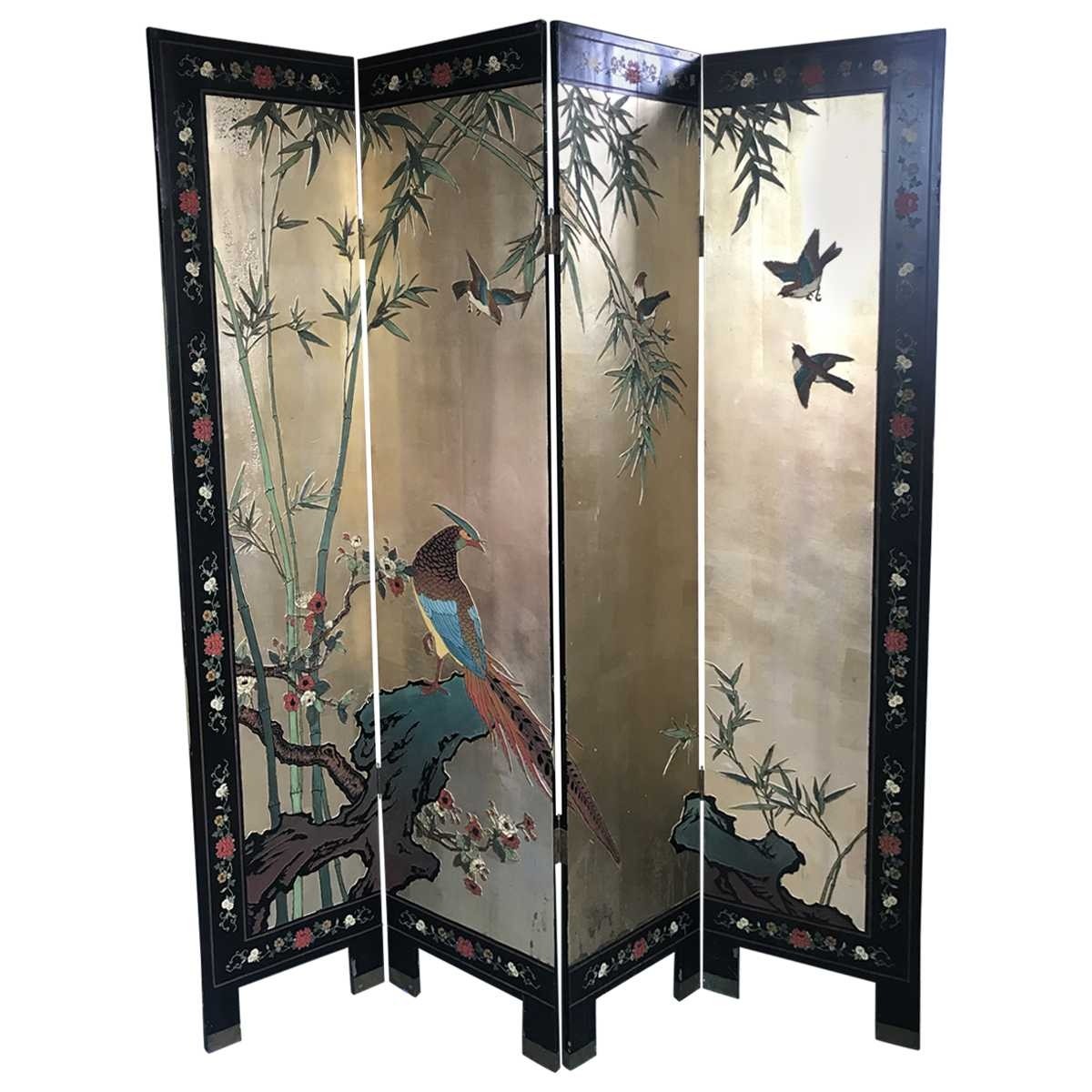 Antique Chinese Coromandel Four-Panel Screen Available For Immediate ...