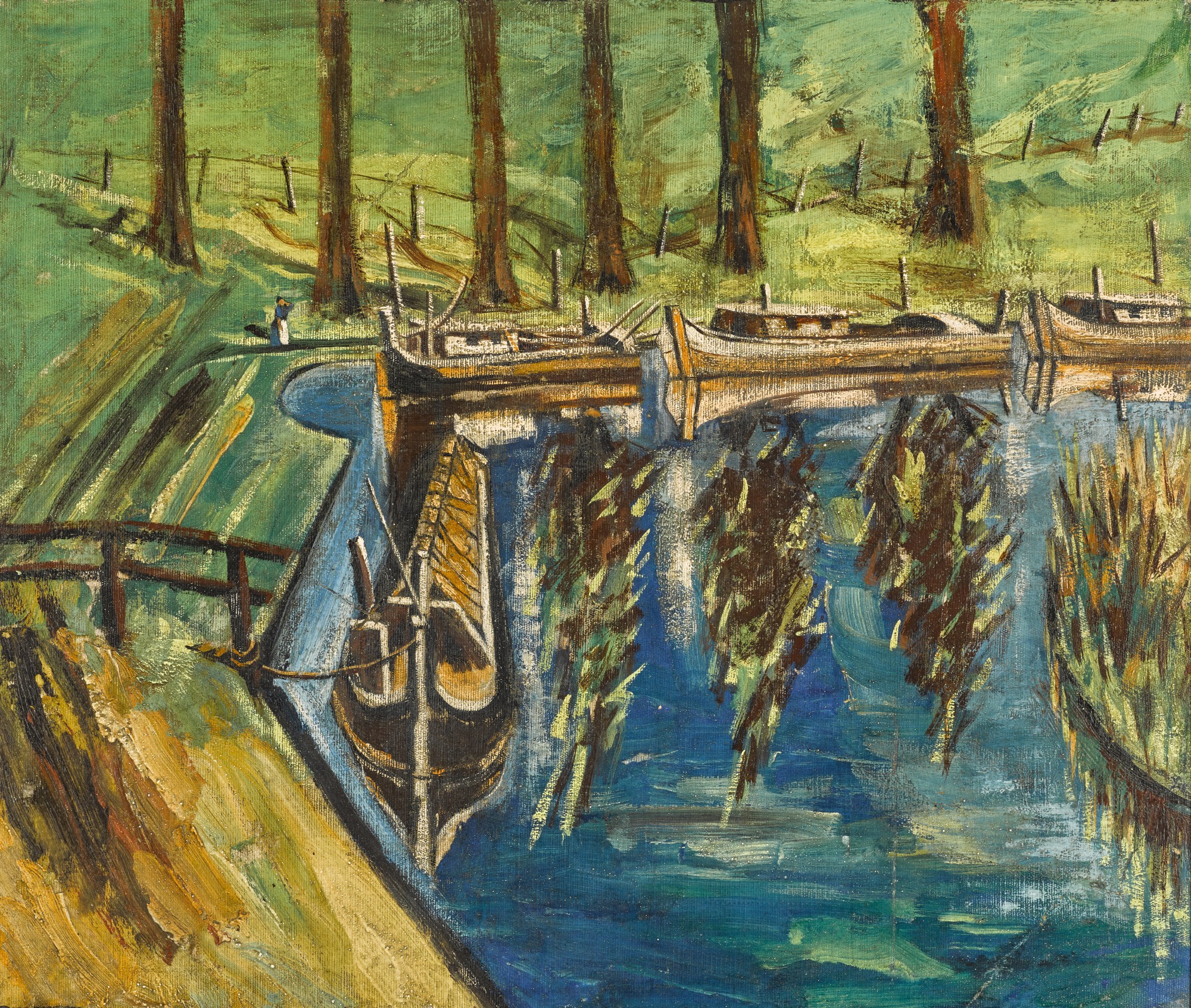 DAVID BOMBERG | BARGES ON THE CANAL | Modern & Post-War British Art Day ...