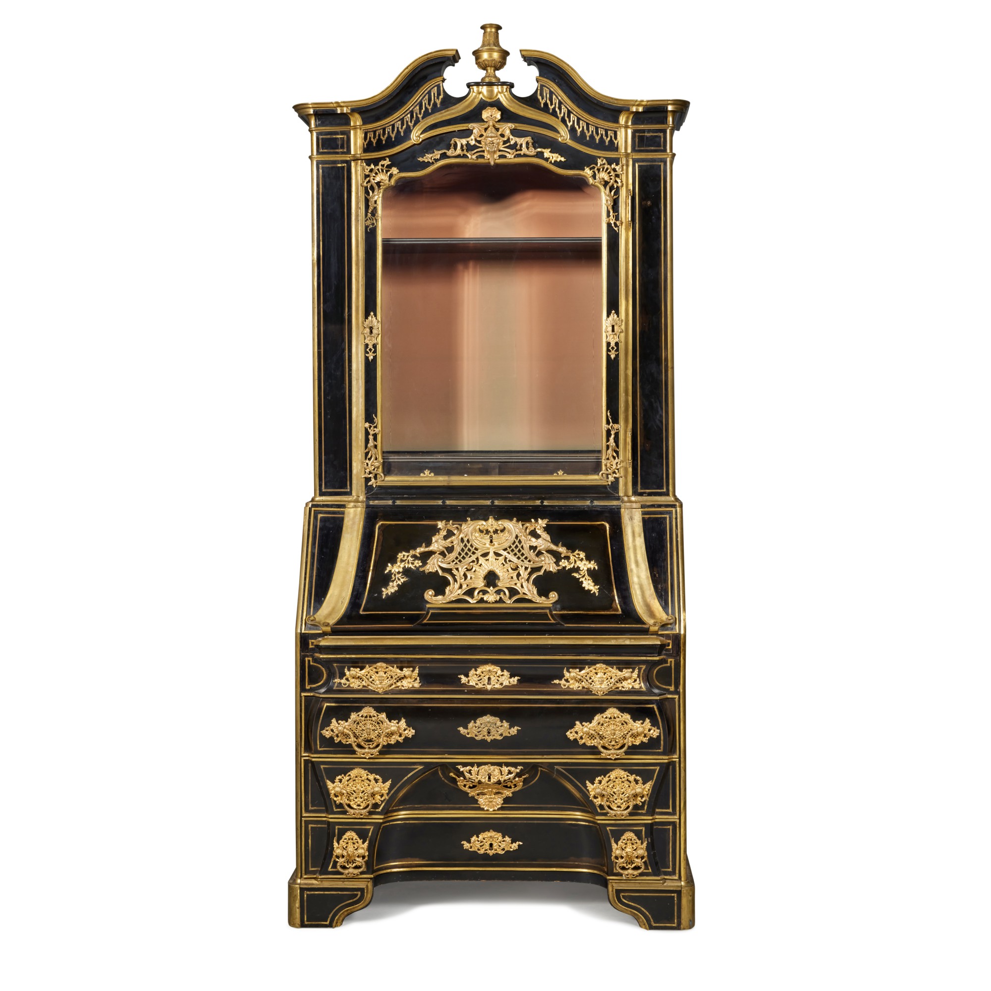 A German Rococo Revival Gilt-Bronze Mounted Brass and Pewter Inlaid ...