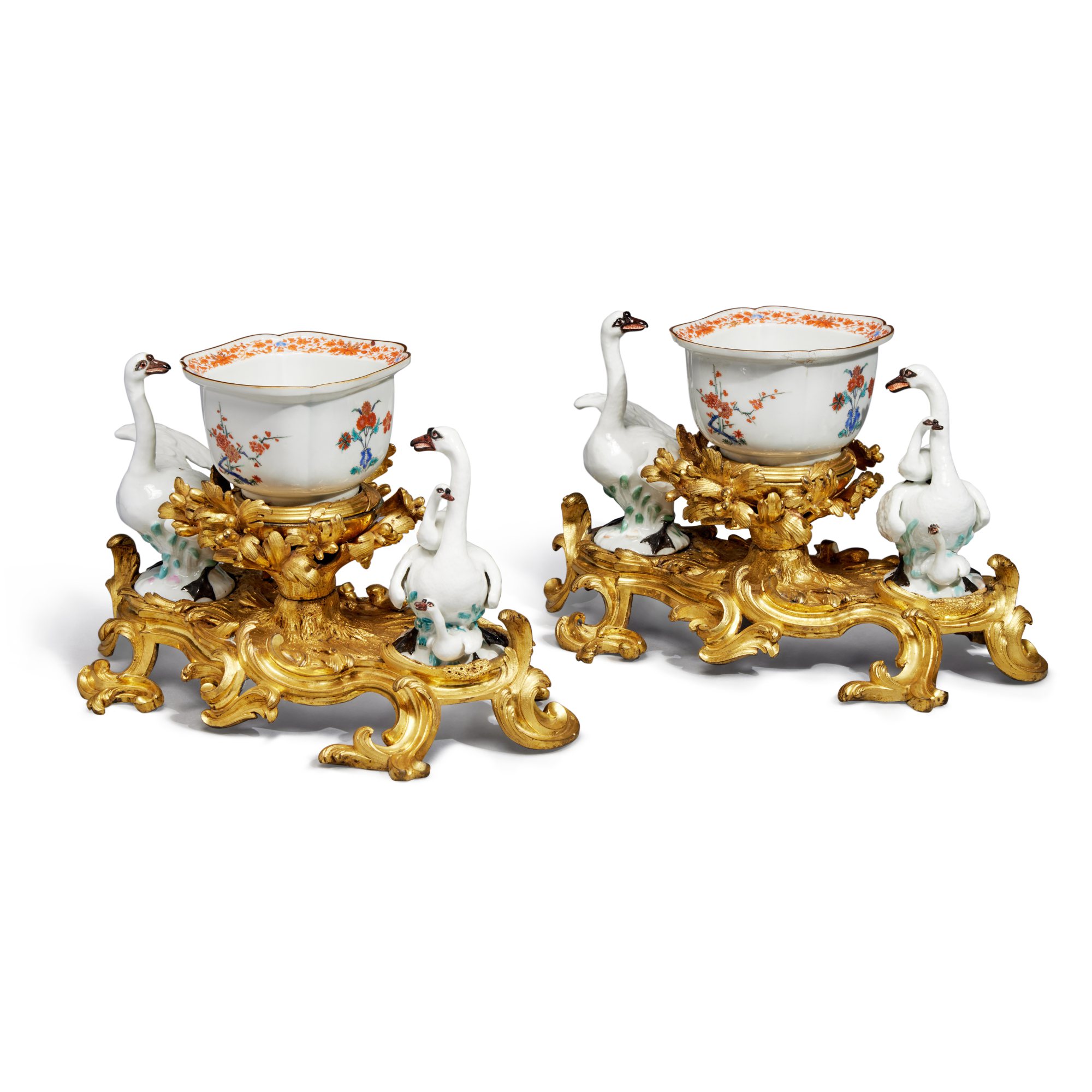 A Pair of Louis XV Gilt-Bronze Mounted Meissen Porcelain Groups, The ...