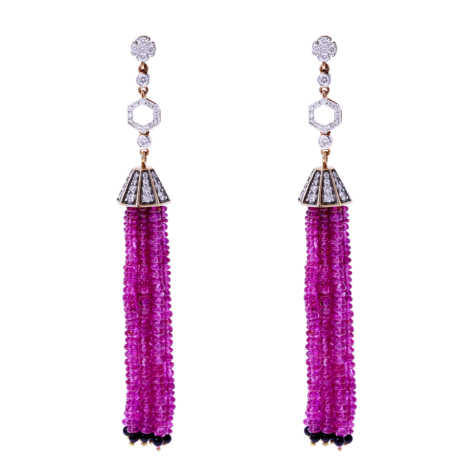 Gold, Ruby, Onyx And Diamond Tassel... | Earring | Sotheby's