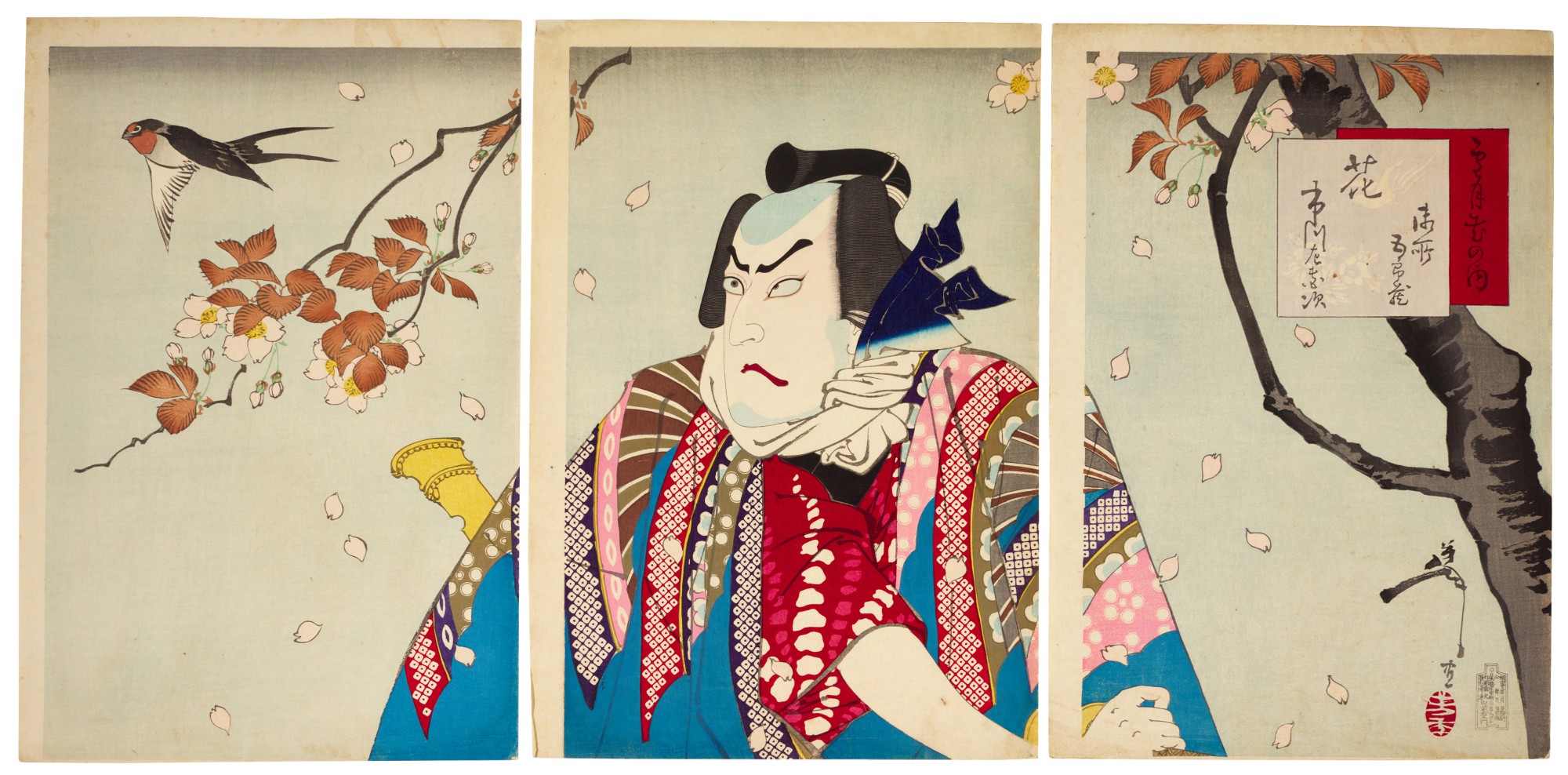 TSUKIOKA YOSHITOSHI (1839-1892) TWO WOODBLOCK PRINT TRIPTYCHS, MEIJI ...