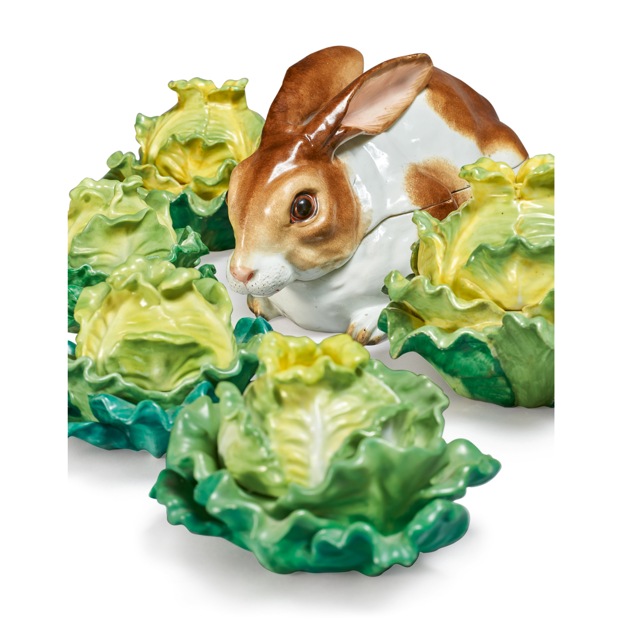 TWO CONTINENTAL CABBAGE-FORM PORCELAIN BOXES AND COVERS, CIRCA 1830-50 ...