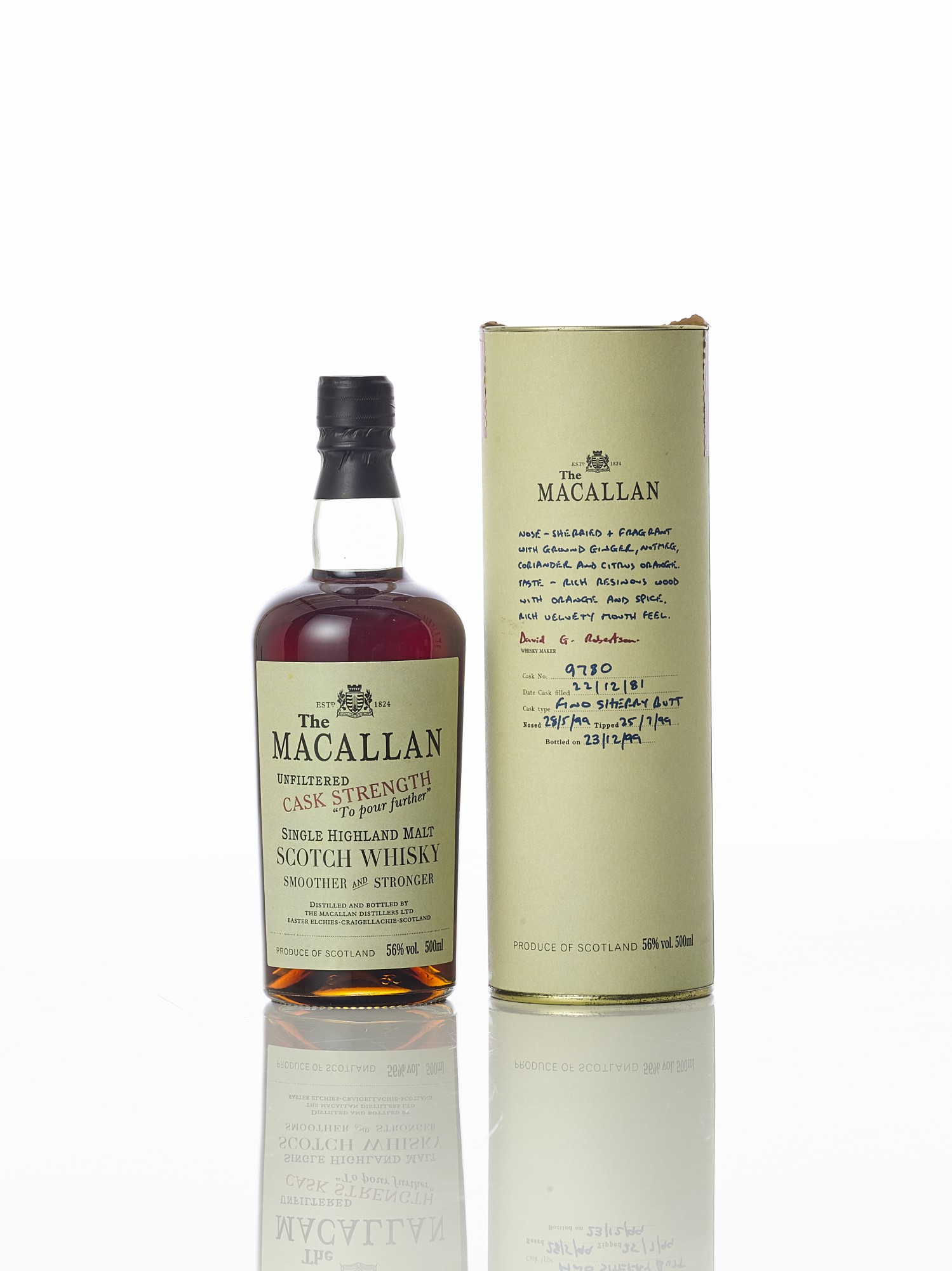 The Macallan Unfiltered Cask Strength #9780 56.0 abv 1981 (1 BT50 ...