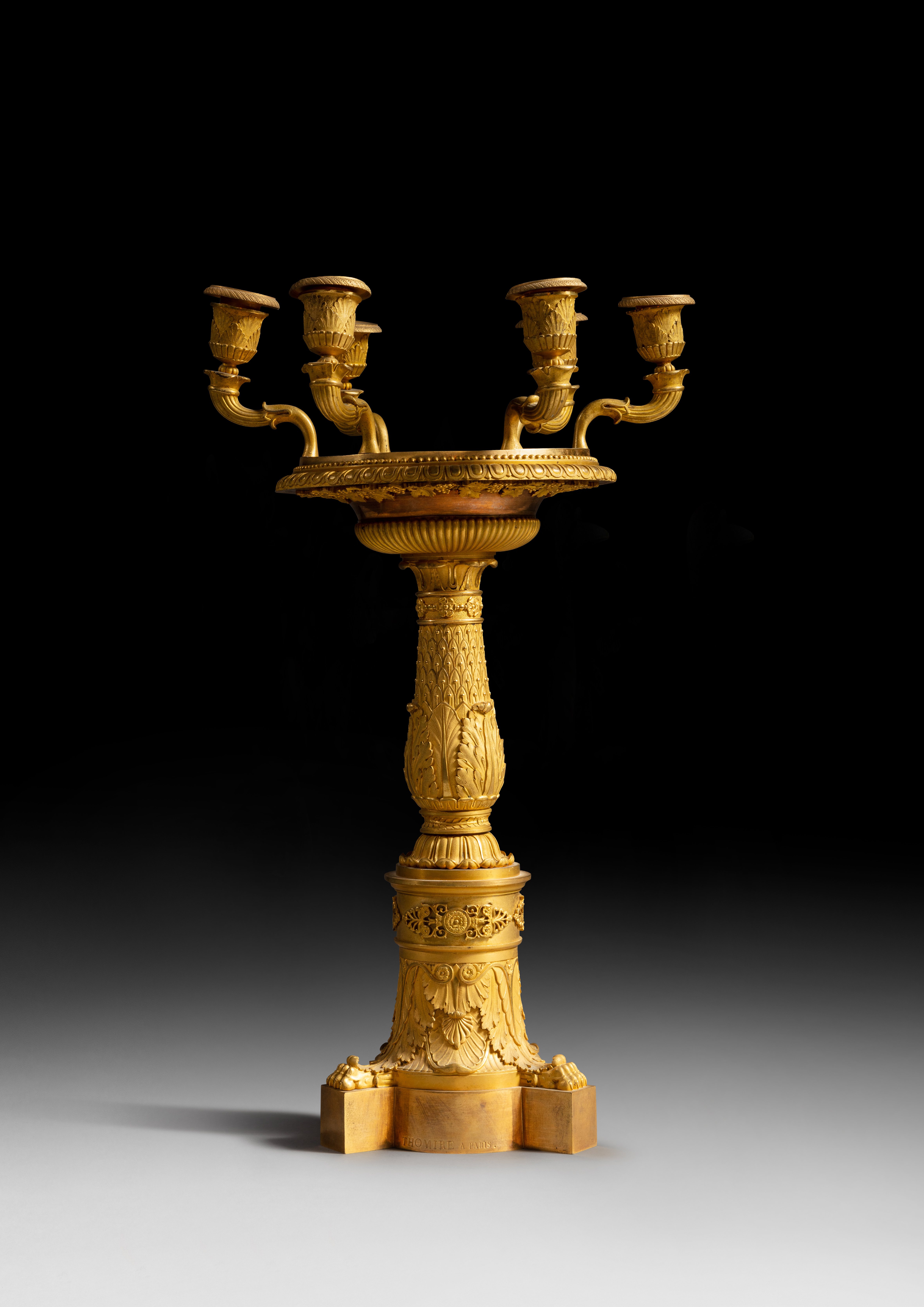 A Charles X gilt-bronze six-light candelabra forming a cup, circa 1825 ...
