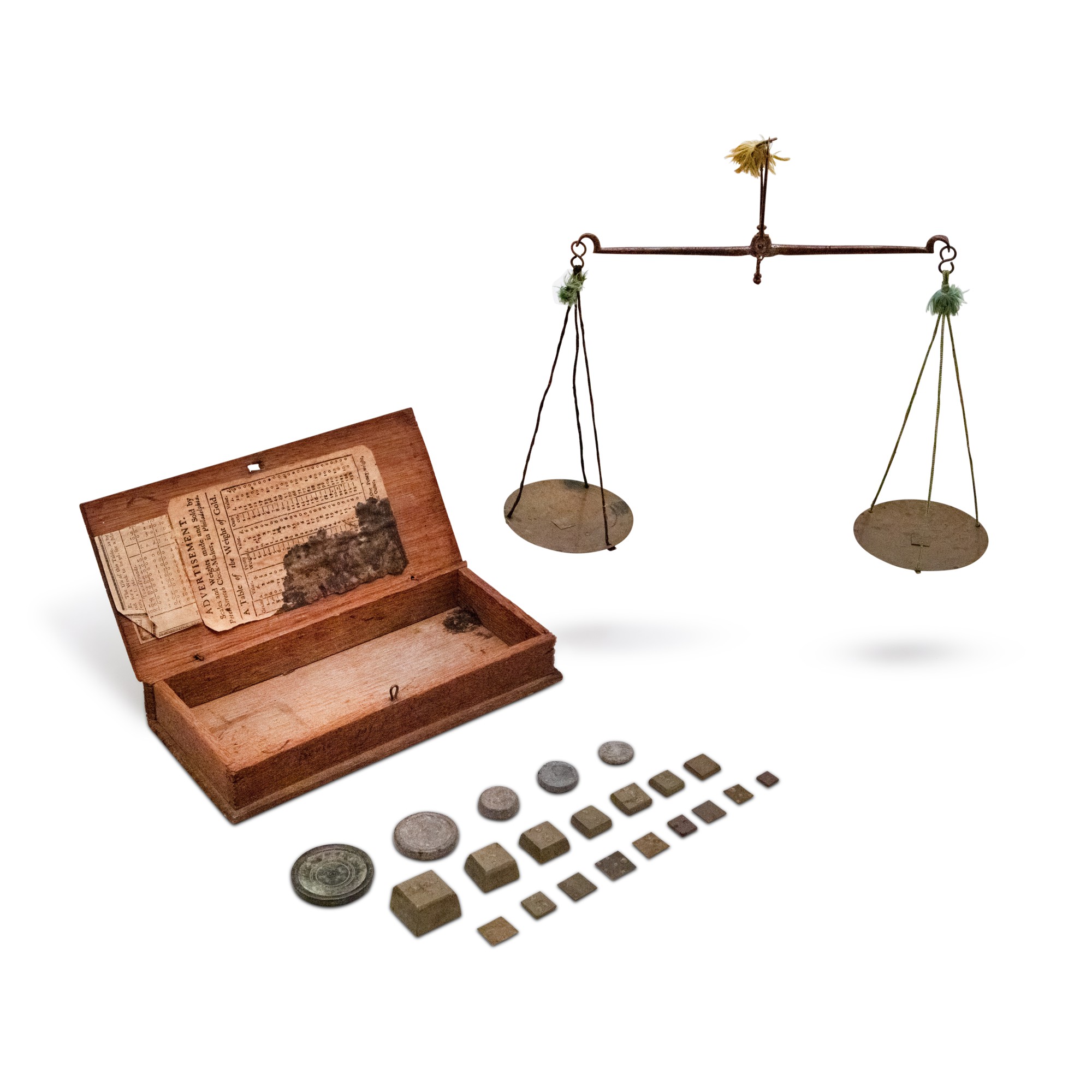 Rare Set of English Brass, Wrought Iron, and Lead Scales, Retailed by ...