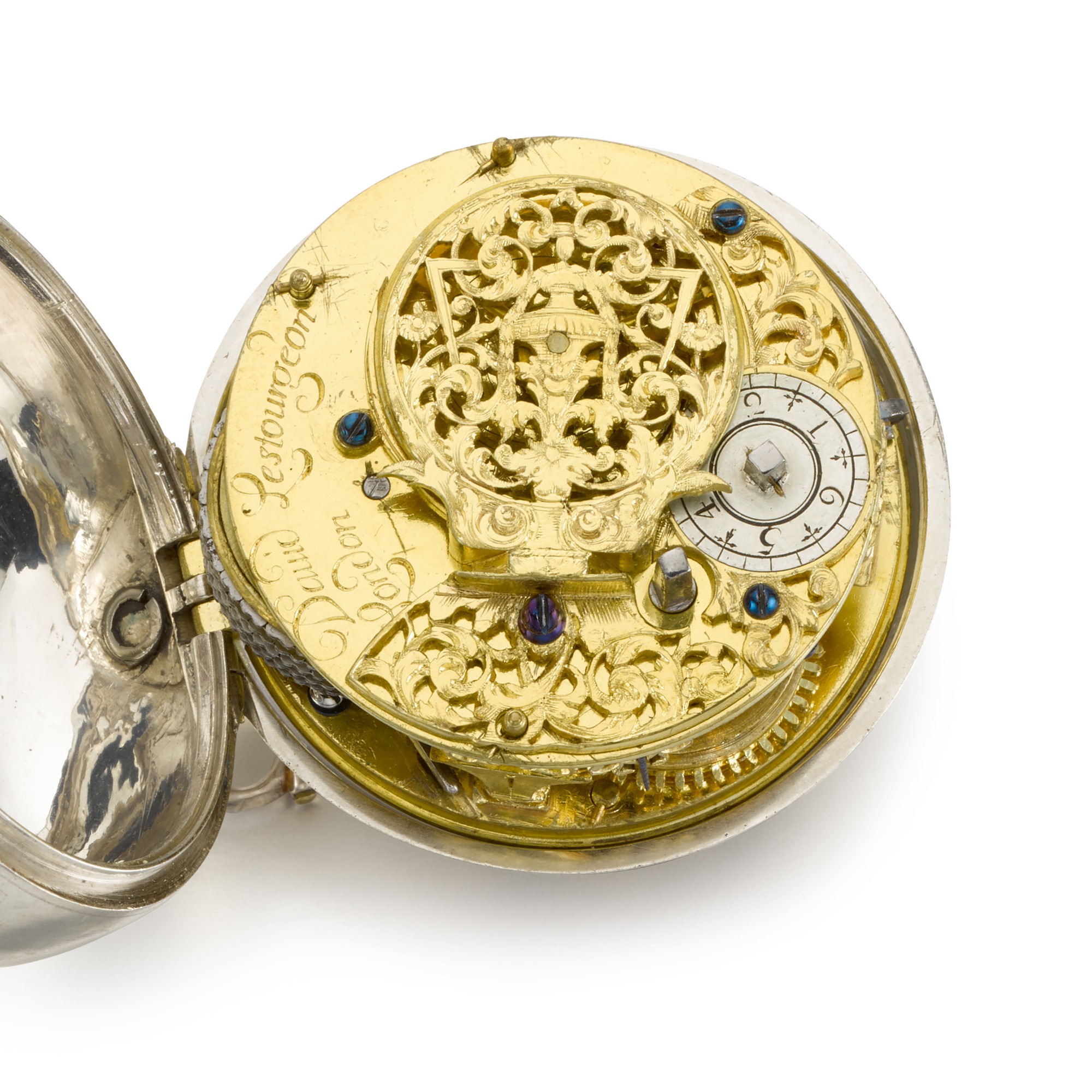 A Silver Pair Cased Eight-Day Verge Watch With Six Hour Dial And ...